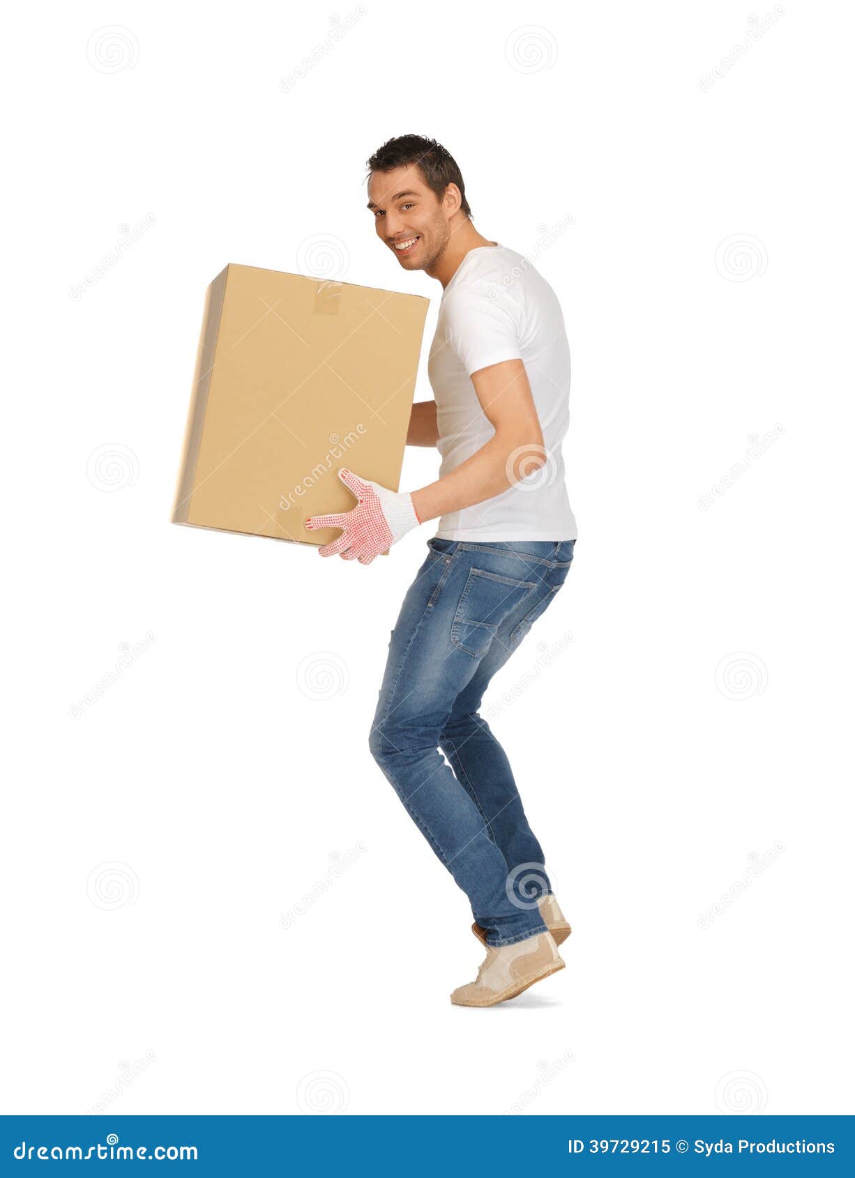 Handsome man with big box stock image. Image of pack - 39729215