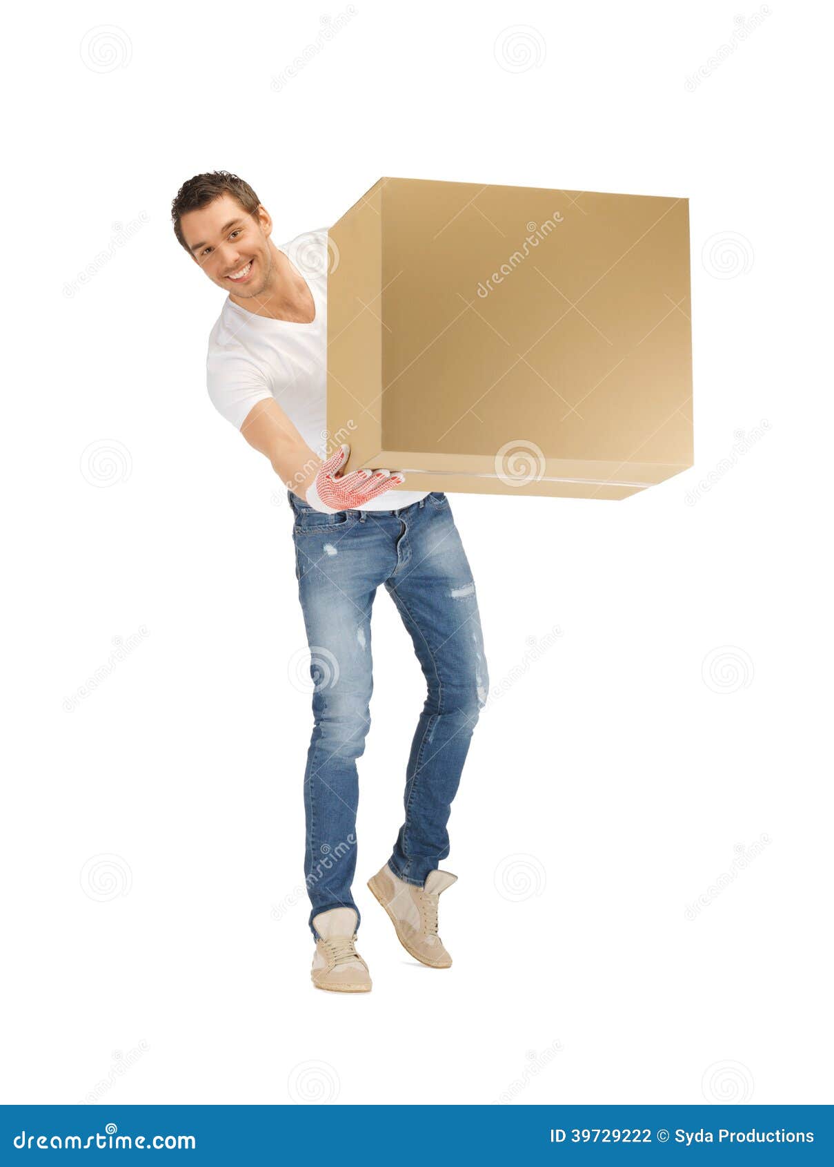 Handsome man with big box stock photo. Image of male - 39729222