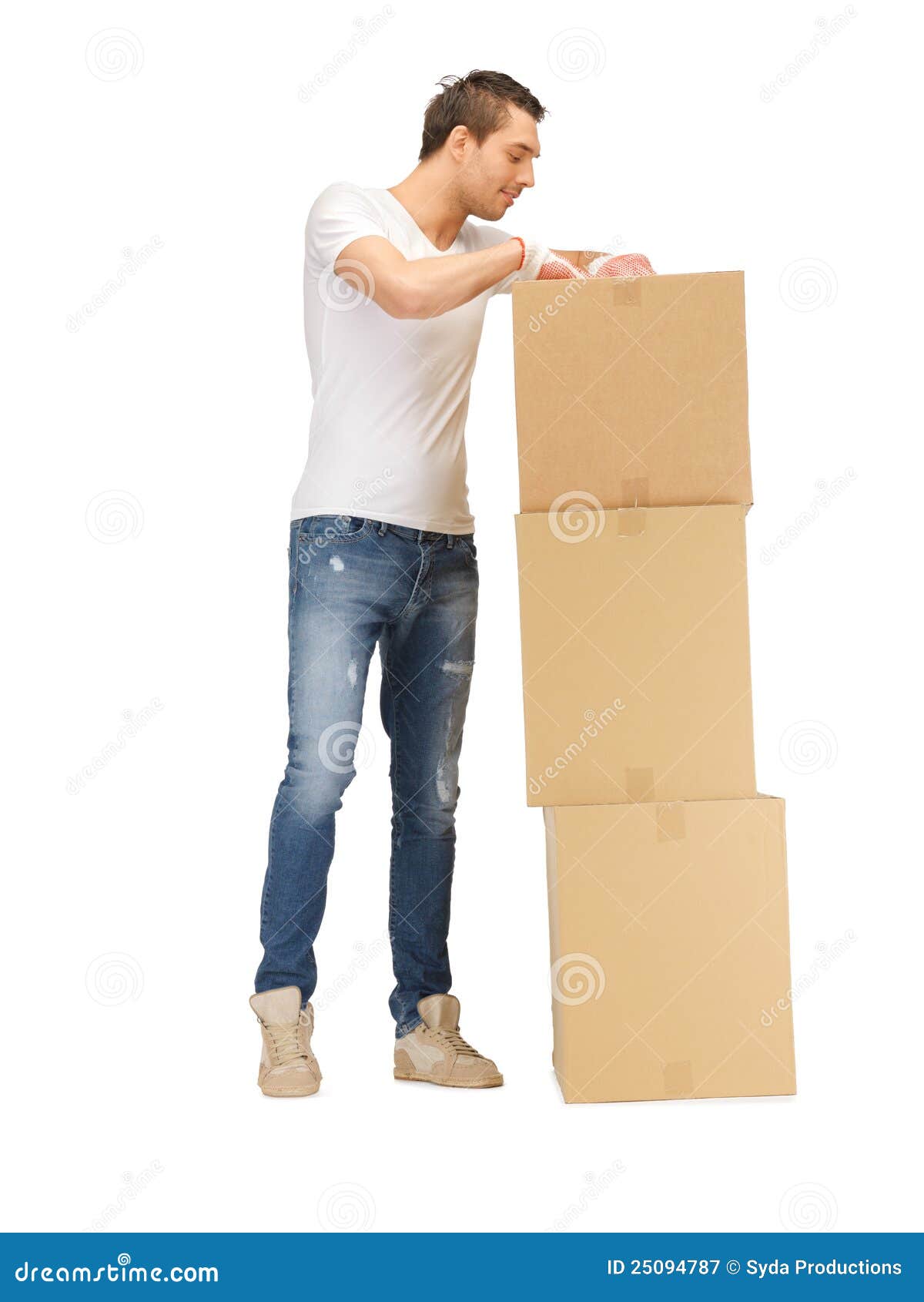 Handsome Man with Big Boxes Stock Image - Image of cool, cardboard ...