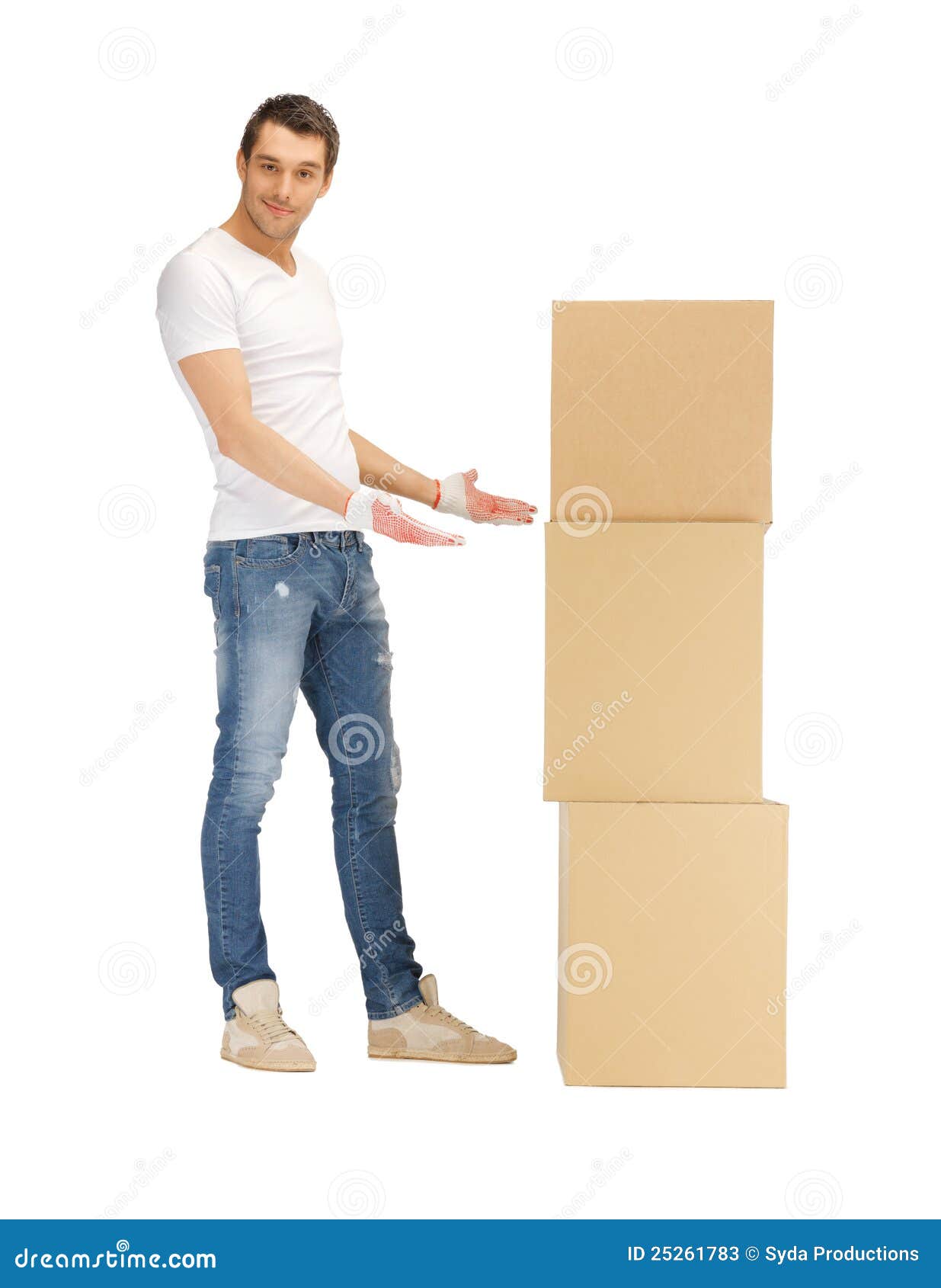Handsome Man with Big Boxes Stock Image - Image of casual, packaging ...