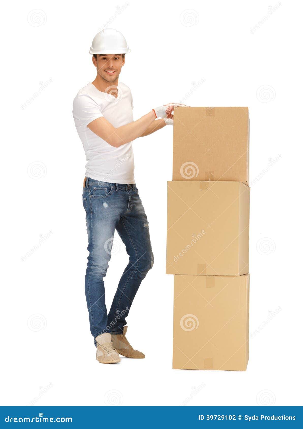 Handsome Man with Big Boxes Stock Photo - Image of package, gentleman ...