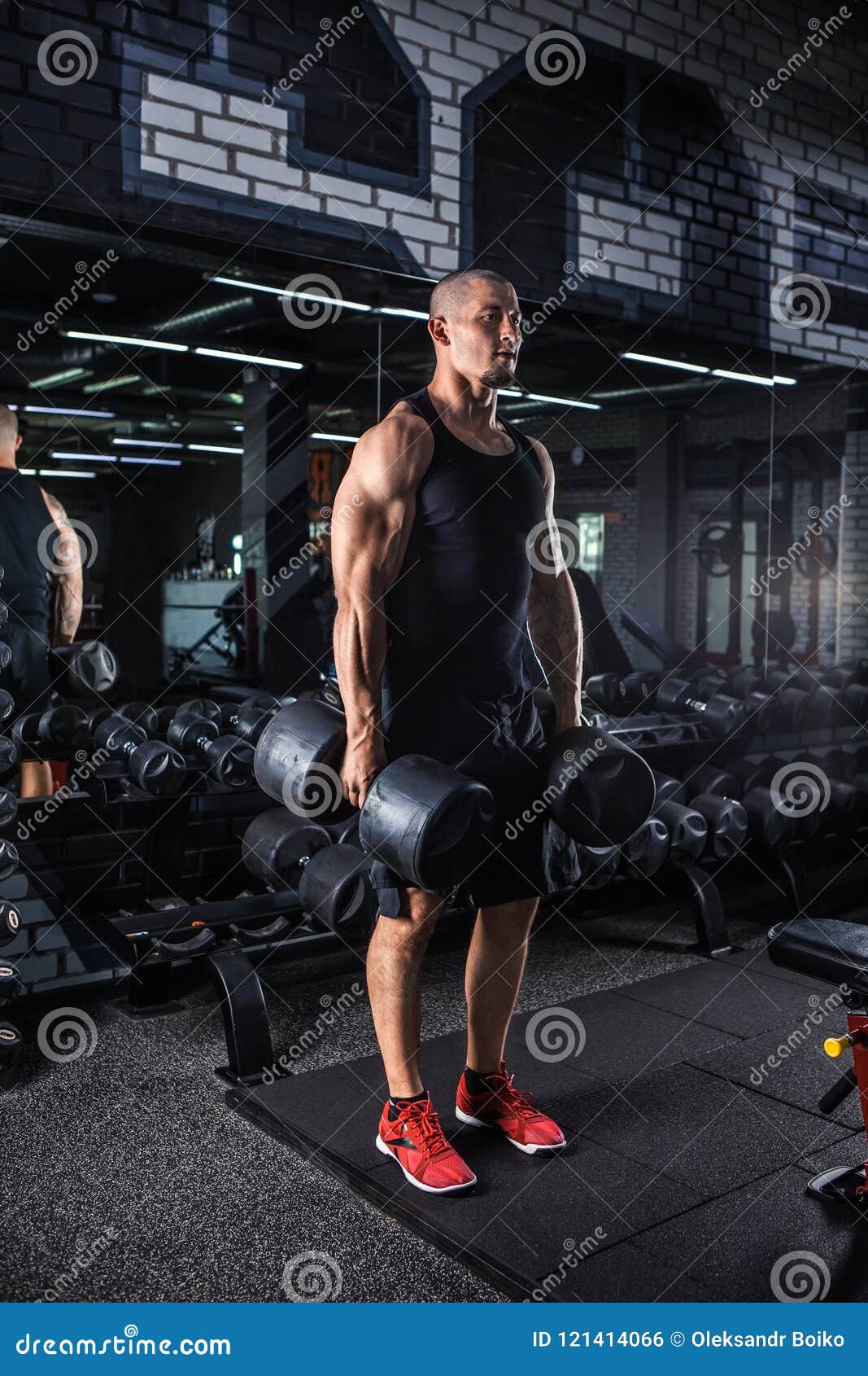Muscular Man during Workout in the Gym Stock Photo - Image of health ...