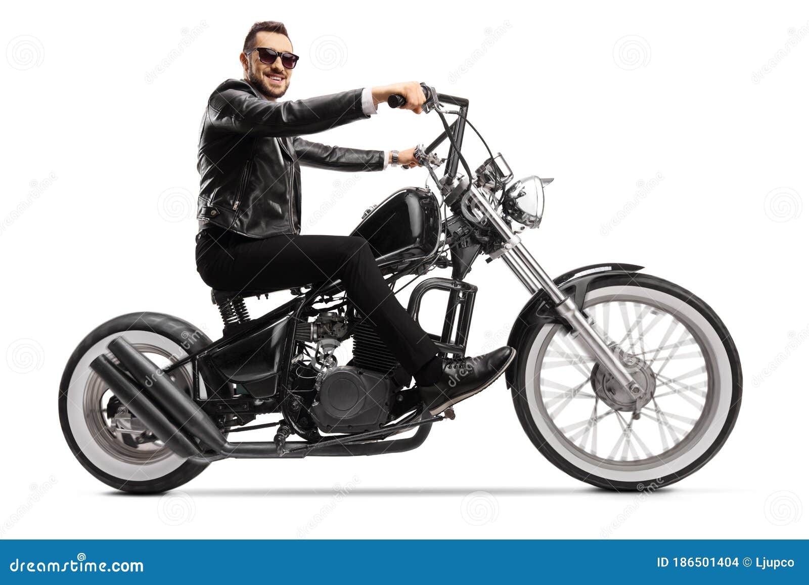 Handsome Man Biker on a Custom Chopper Stock Photo - Image of biker ...