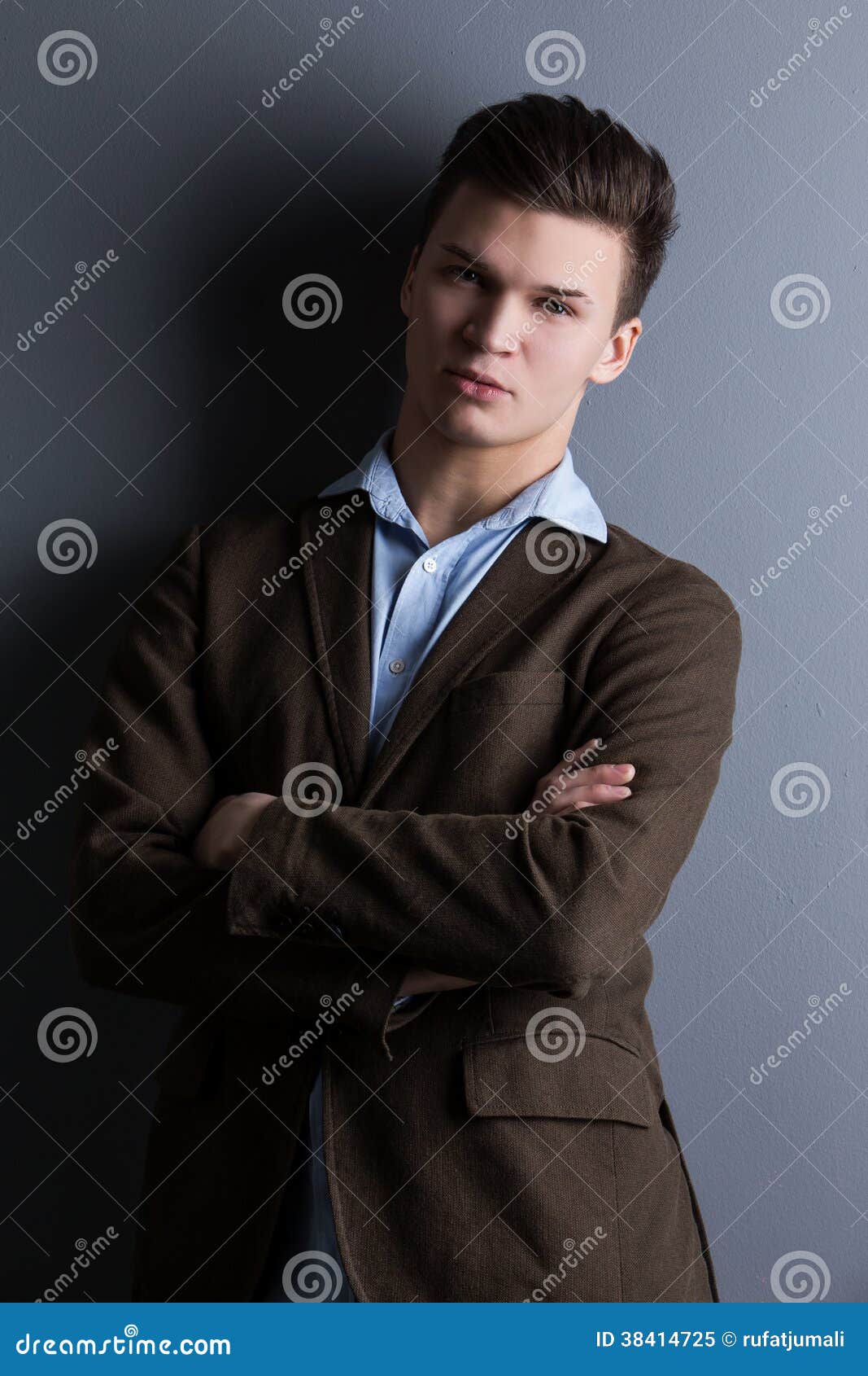 Handsome Man on Blue Background Stock Image - Image of attractive ...