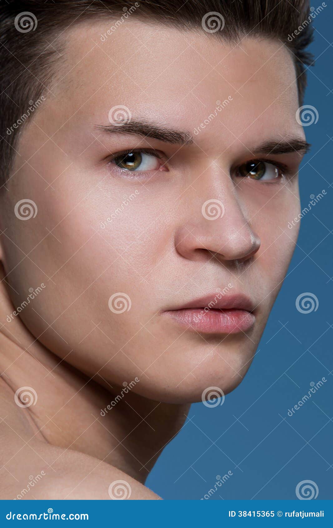 Handsome Man on Blue Background Stock Image - Image of mature ...