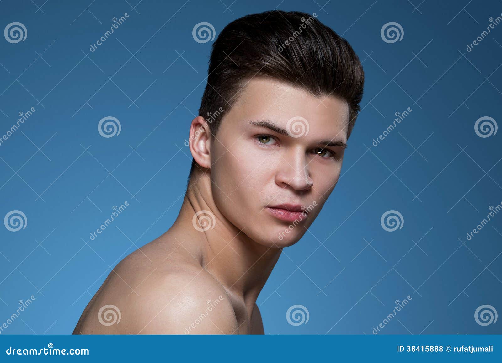 Handsome Man on Blue Background Stock Photo - Image of human, head ...