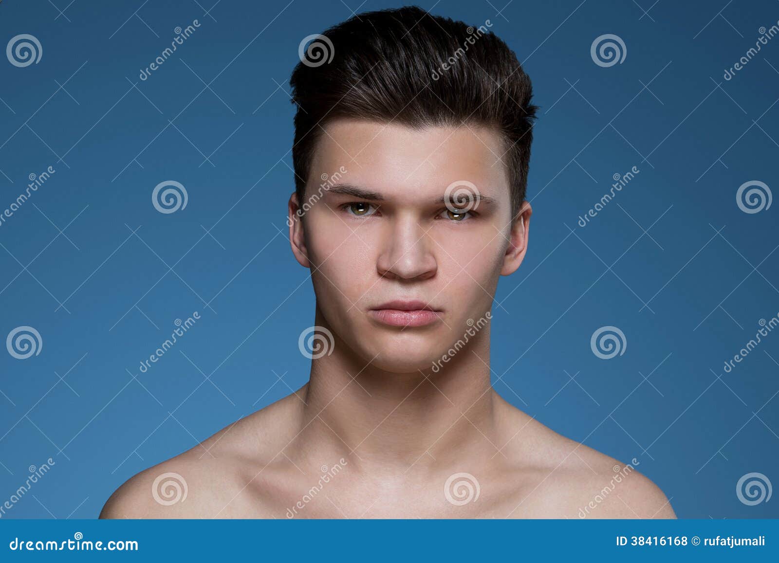 Handsome Man on Blue Background Stock Photo - Image of alone ...