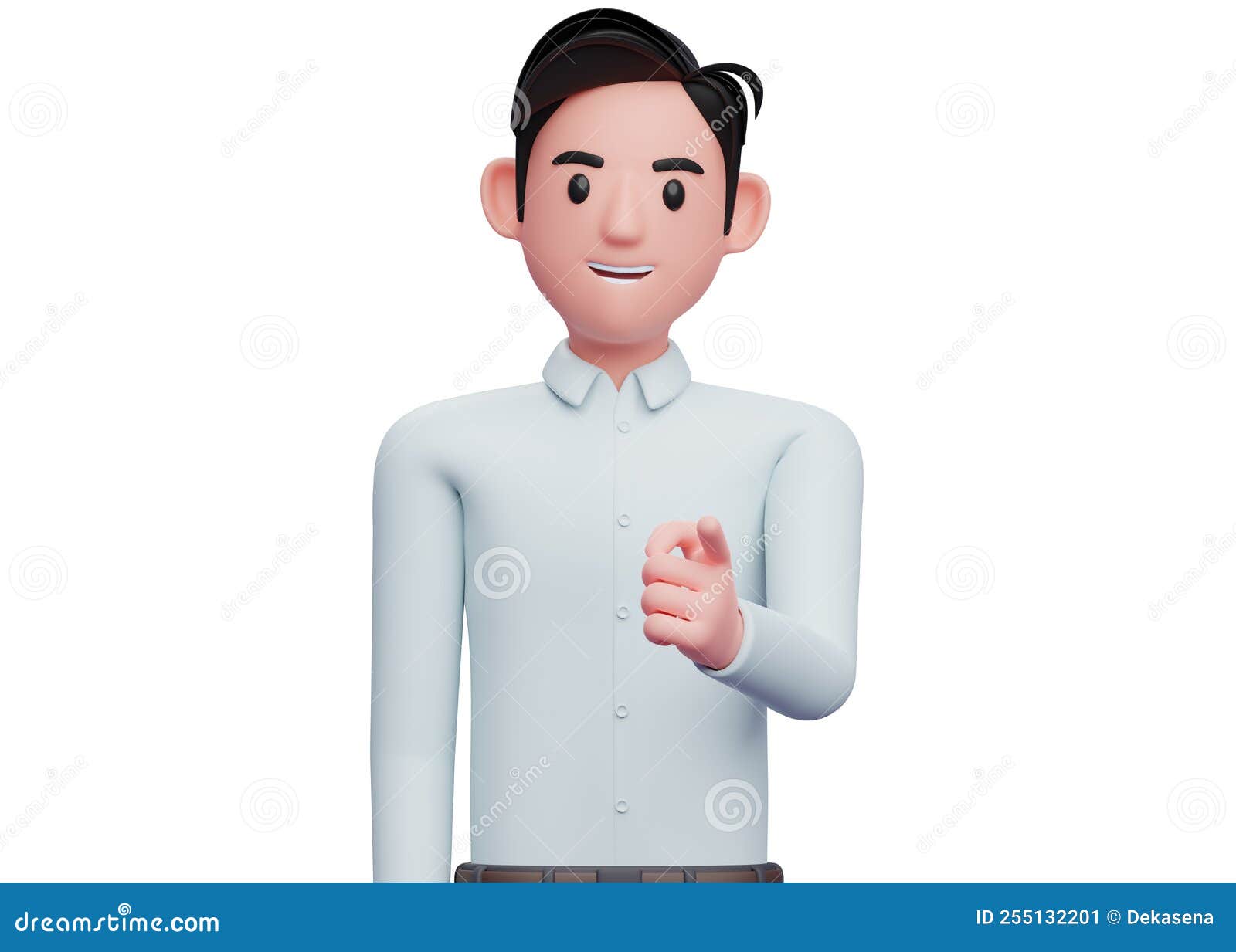 Handsome Man in Blue Shirt Pointing To the Camera Stock Illustration ...