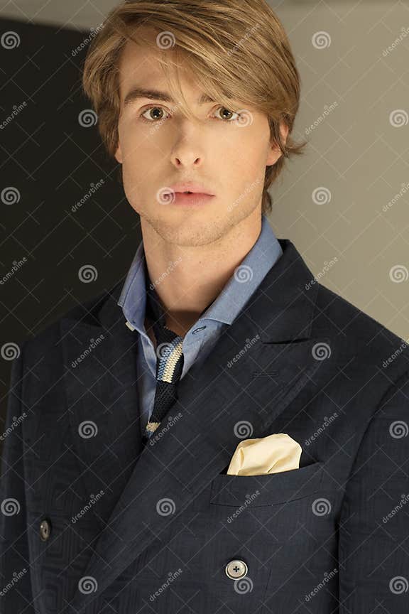 Handsome man in blue siut. stock image. Image of finelooking - 96891287
