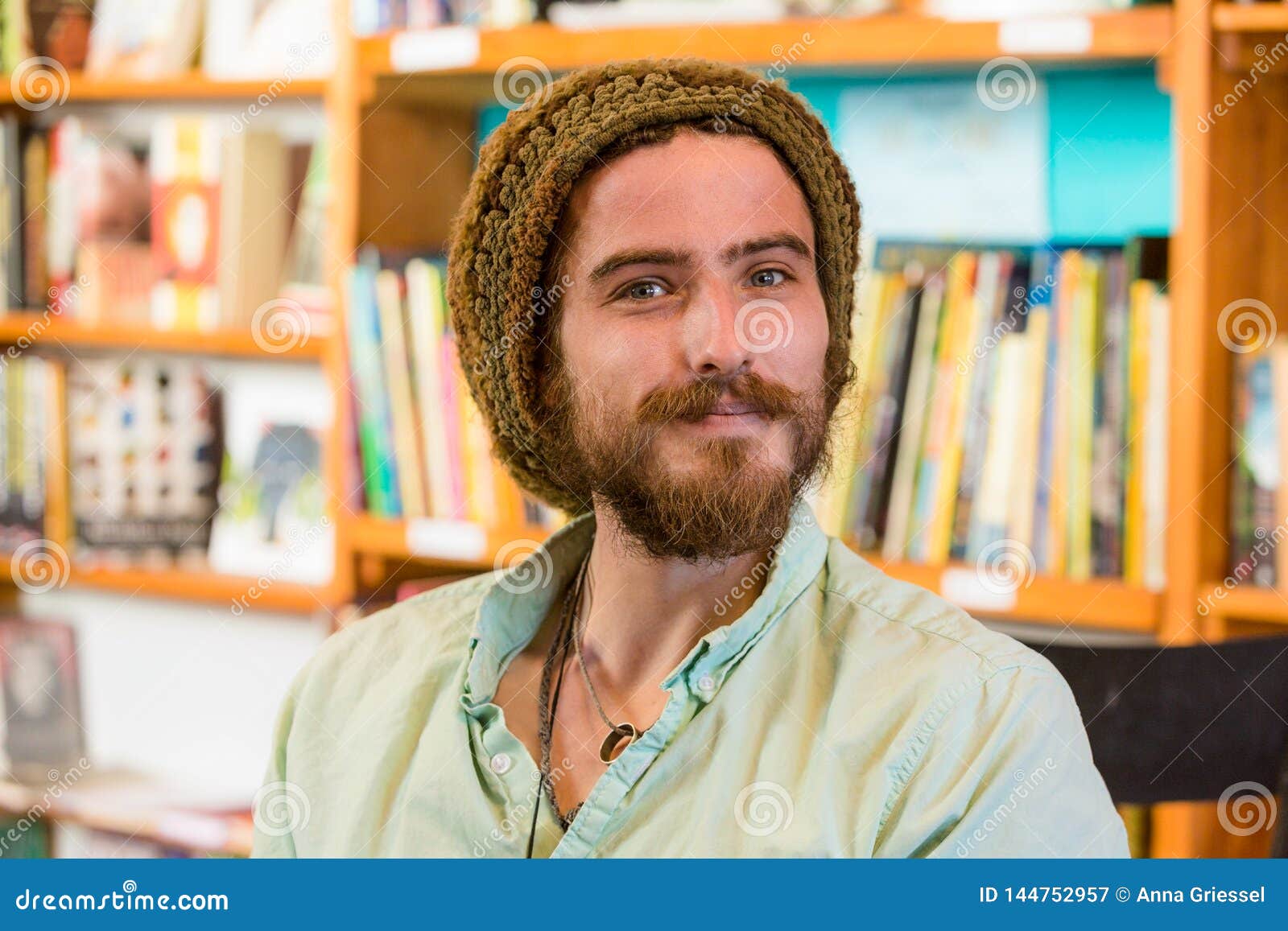 Handsome Man in Book Store or Library Stock Image - Image of happy ...