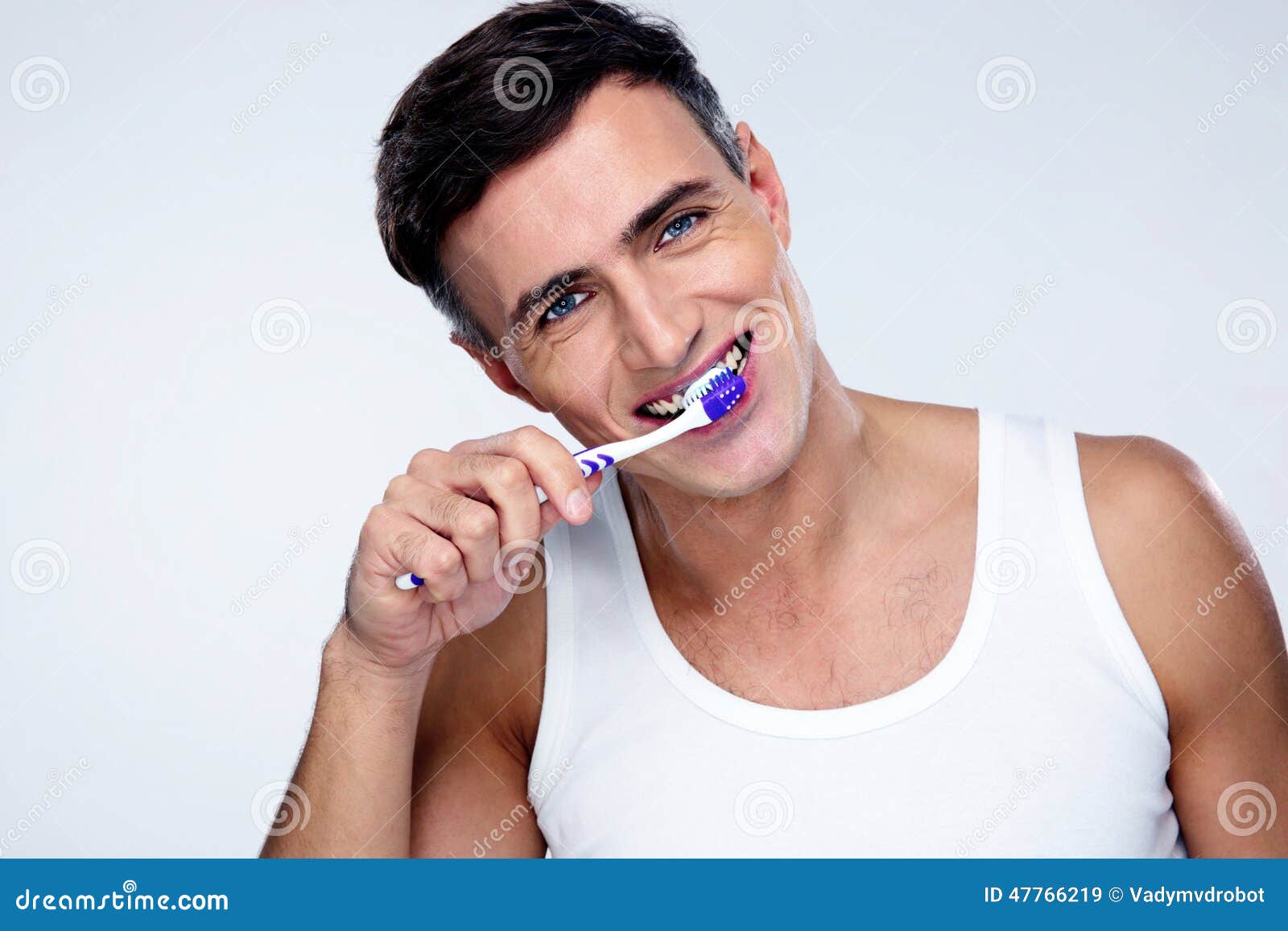 Handsome Man Brushing His Teeth Stock Image - Image of medical, polish ...