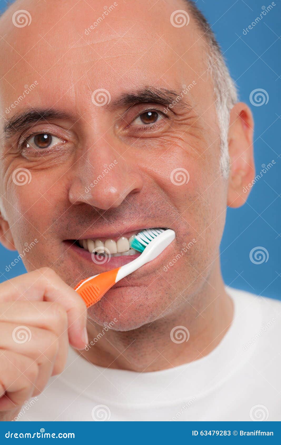 Handsome Man Brushing His Teeth Stock Image - Image of mouth, oral ...