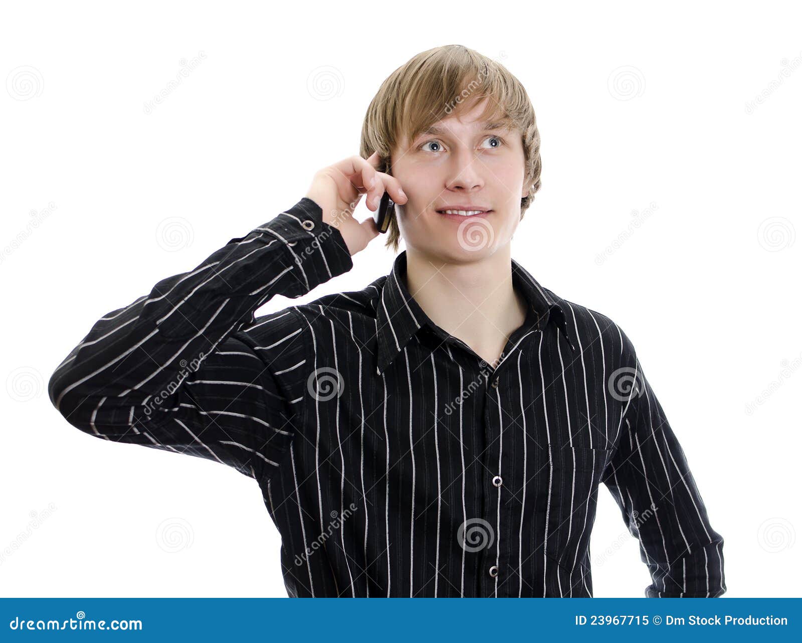 Handsome Man Calling by Mobile Stock Image - Image of white, business ...