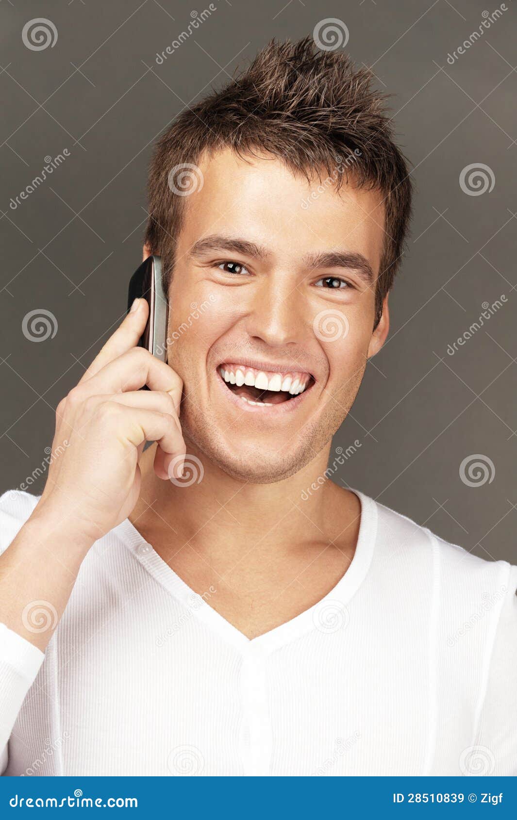 Handsome Man Calls by Telephone Stock Image - Image of male, portrait ...