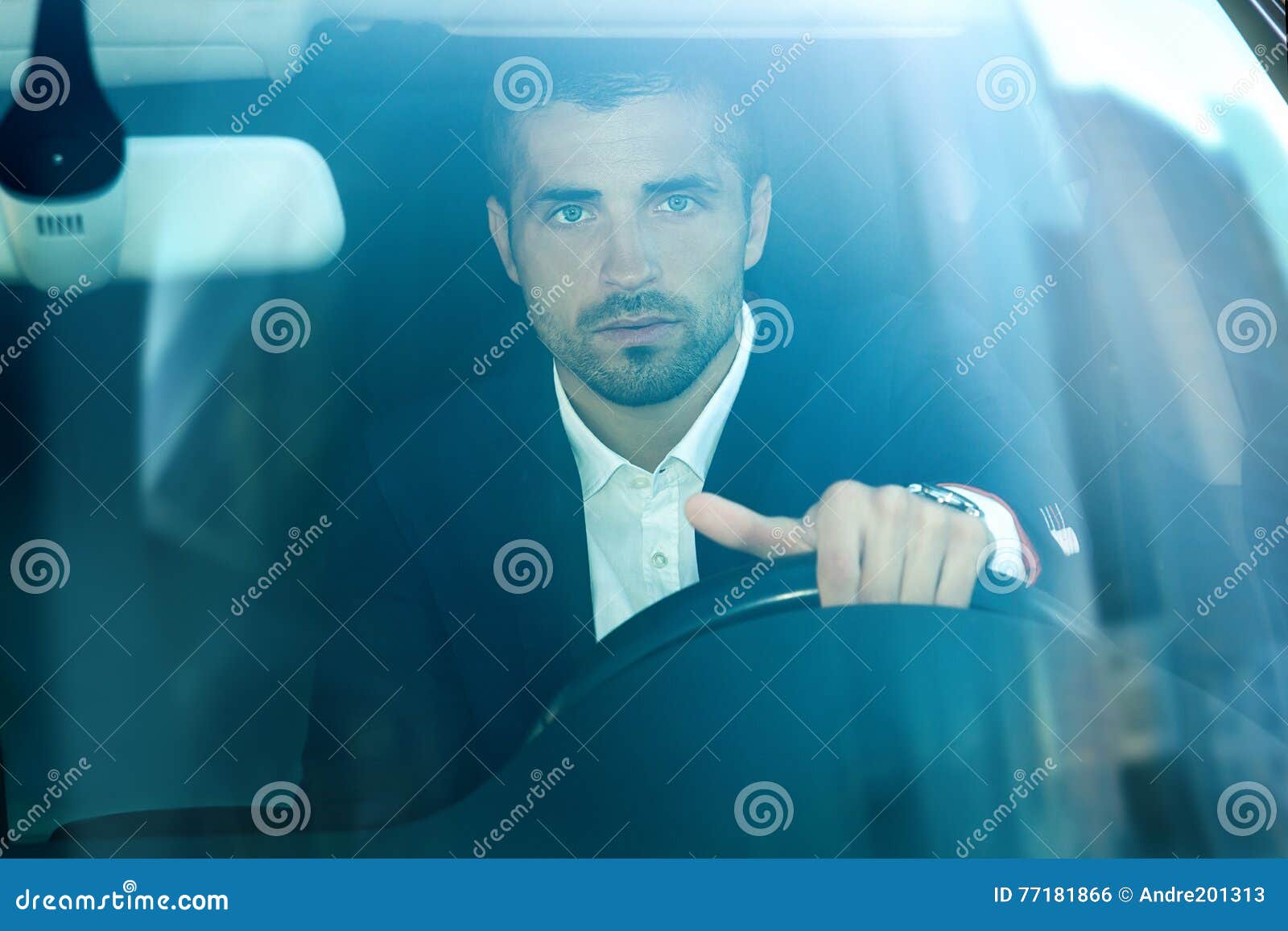 Handsome Man in the Car. Luxury Life. Stock Photo - Image of security ...