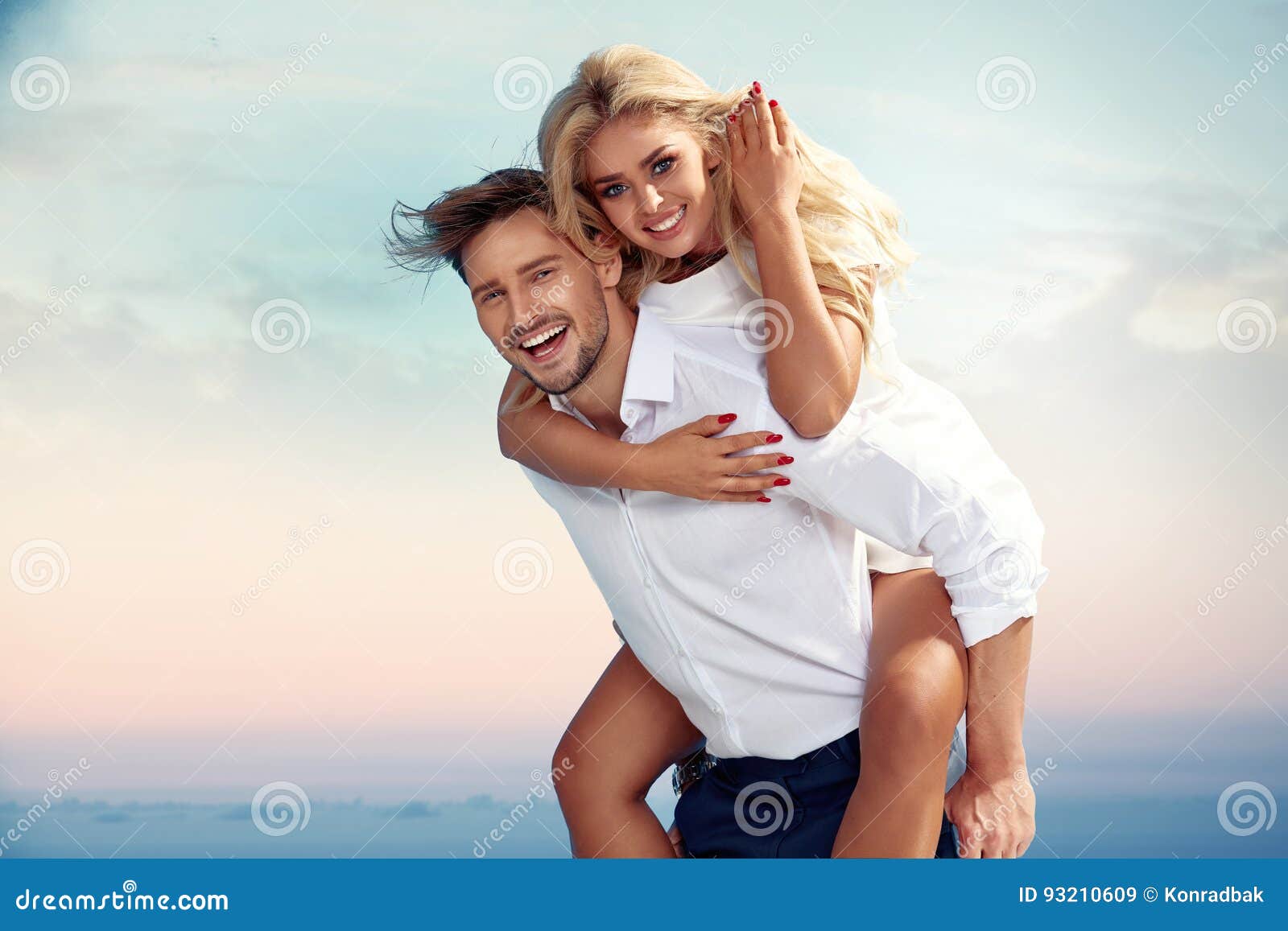 Handsome Man Carrying His Girlfriend Piggyback Stock Image - Image of ...