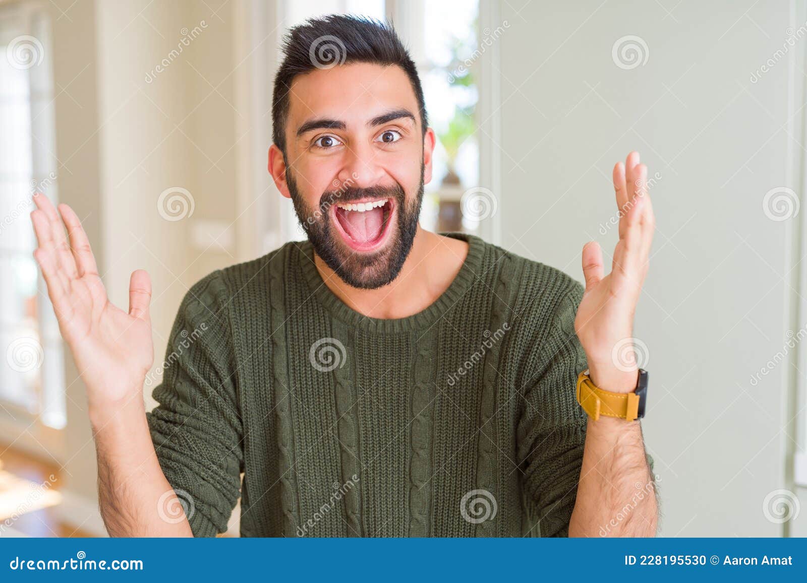 Handsome Man Celebrating and Cheering with Excitement Expression ...