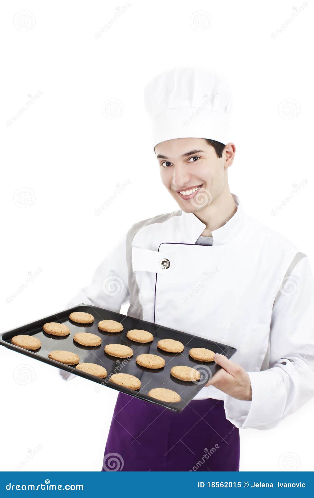 A Handsome Man Chef Holding a Tray of Cookies Stock Image - Image of ...
