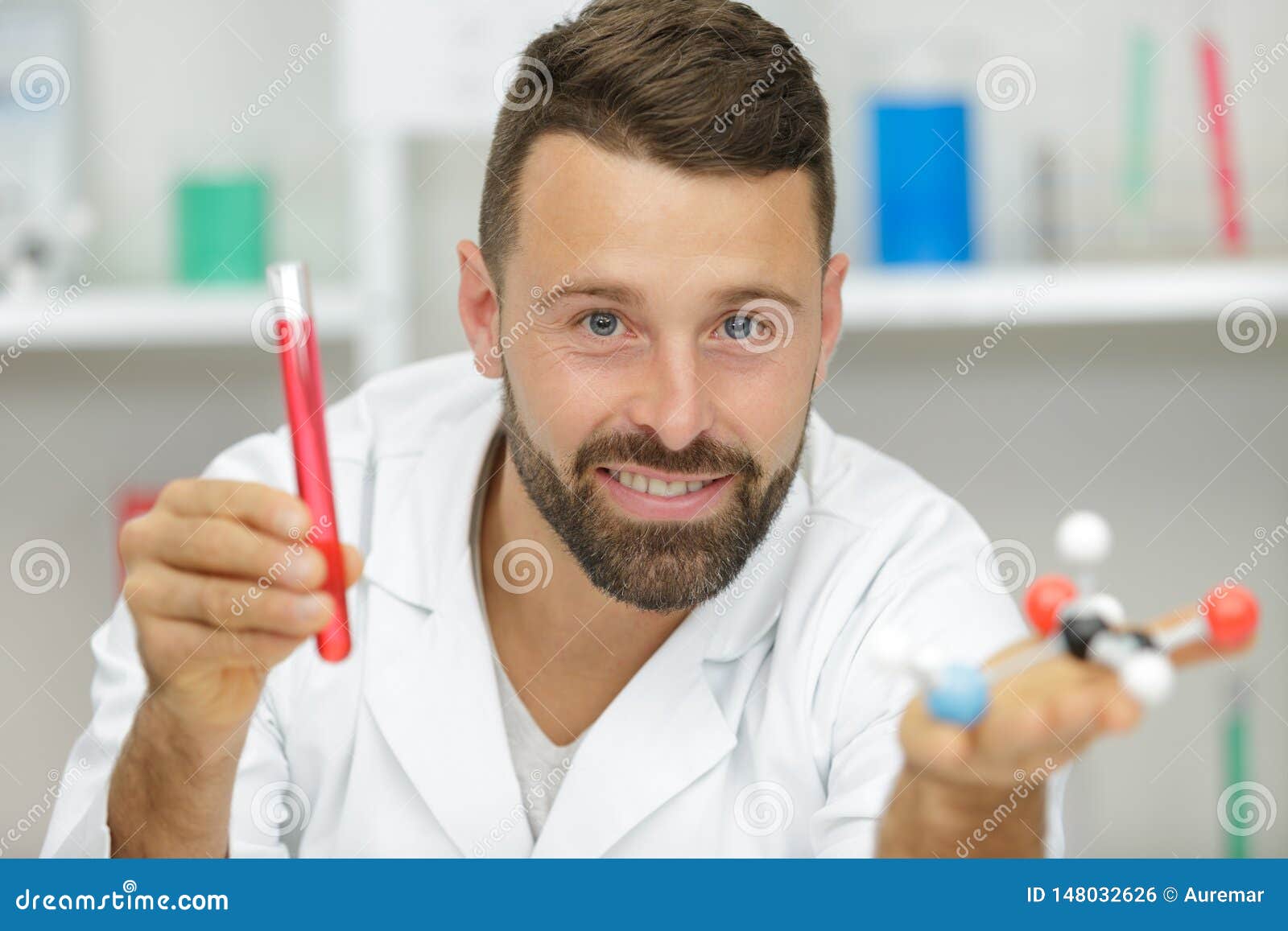 Handsome Man Chemistry Working with Chemicals Stock Photo - Image of ...