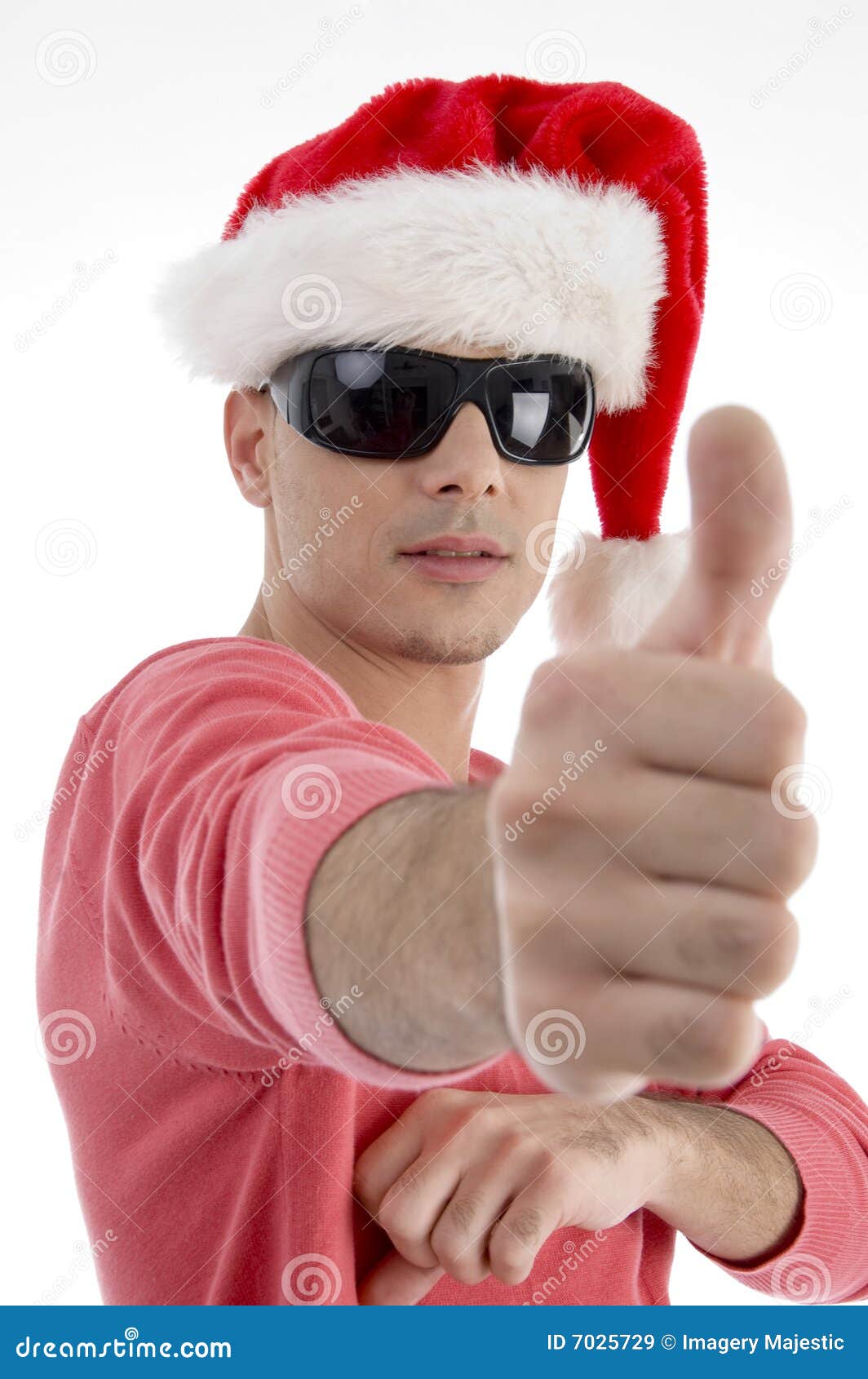 Handsome Man with Christmas Hat Wishing Good Luck Stock Image - Image ...