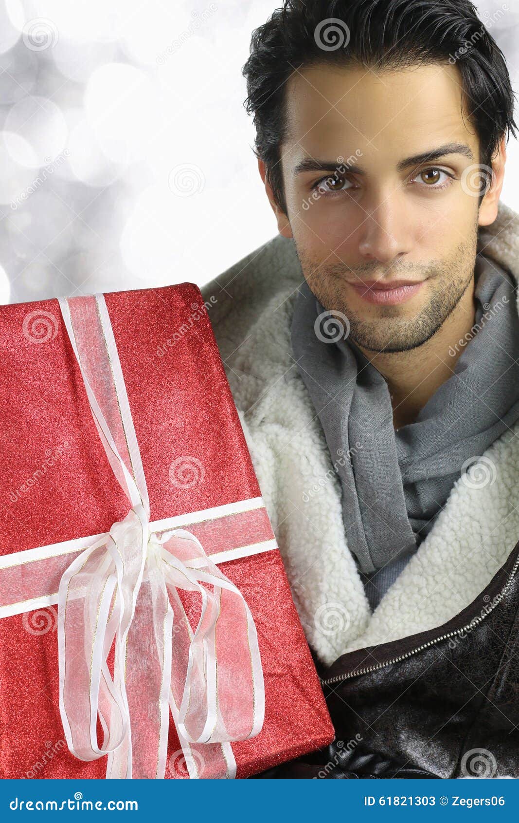 Handsome man at christmas stock image. Image of gift - 61821303