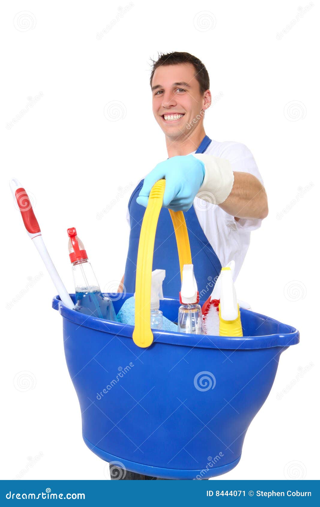 Handsome Man Cleaner stock image. Image of cleaner, apron - 8444071