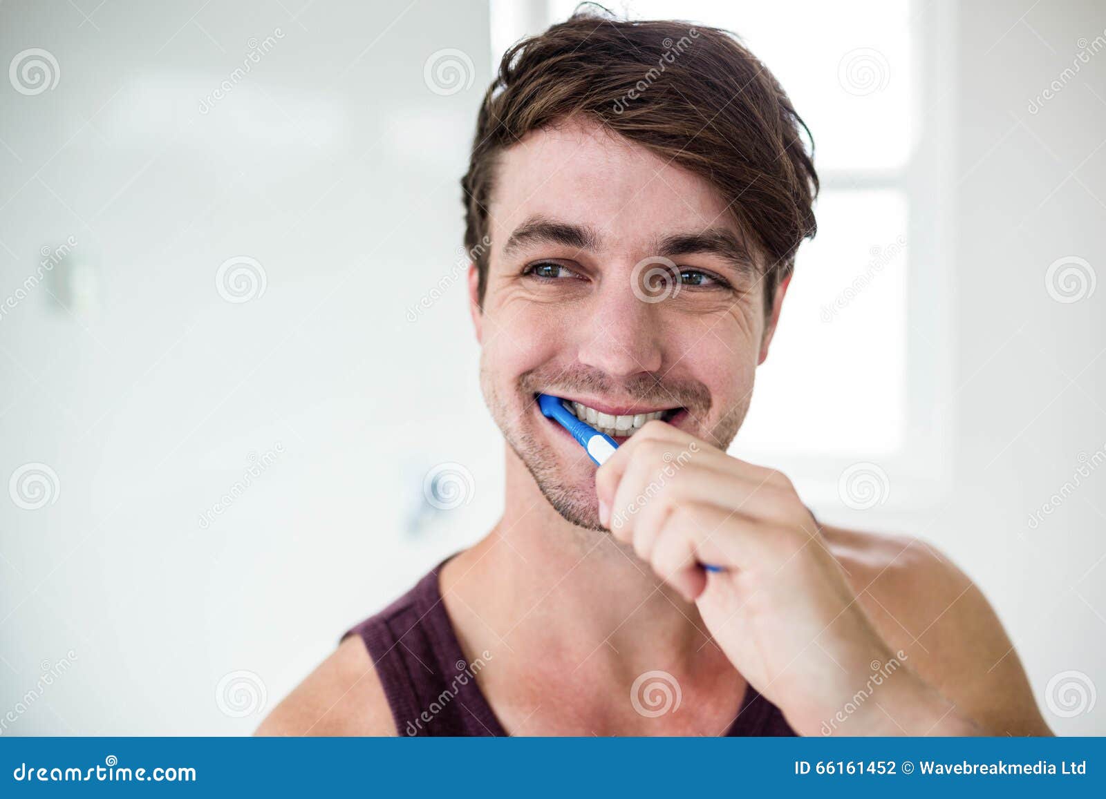 Handsome Man Cleaning His Teeth Stock Photo - Image of brushing ...