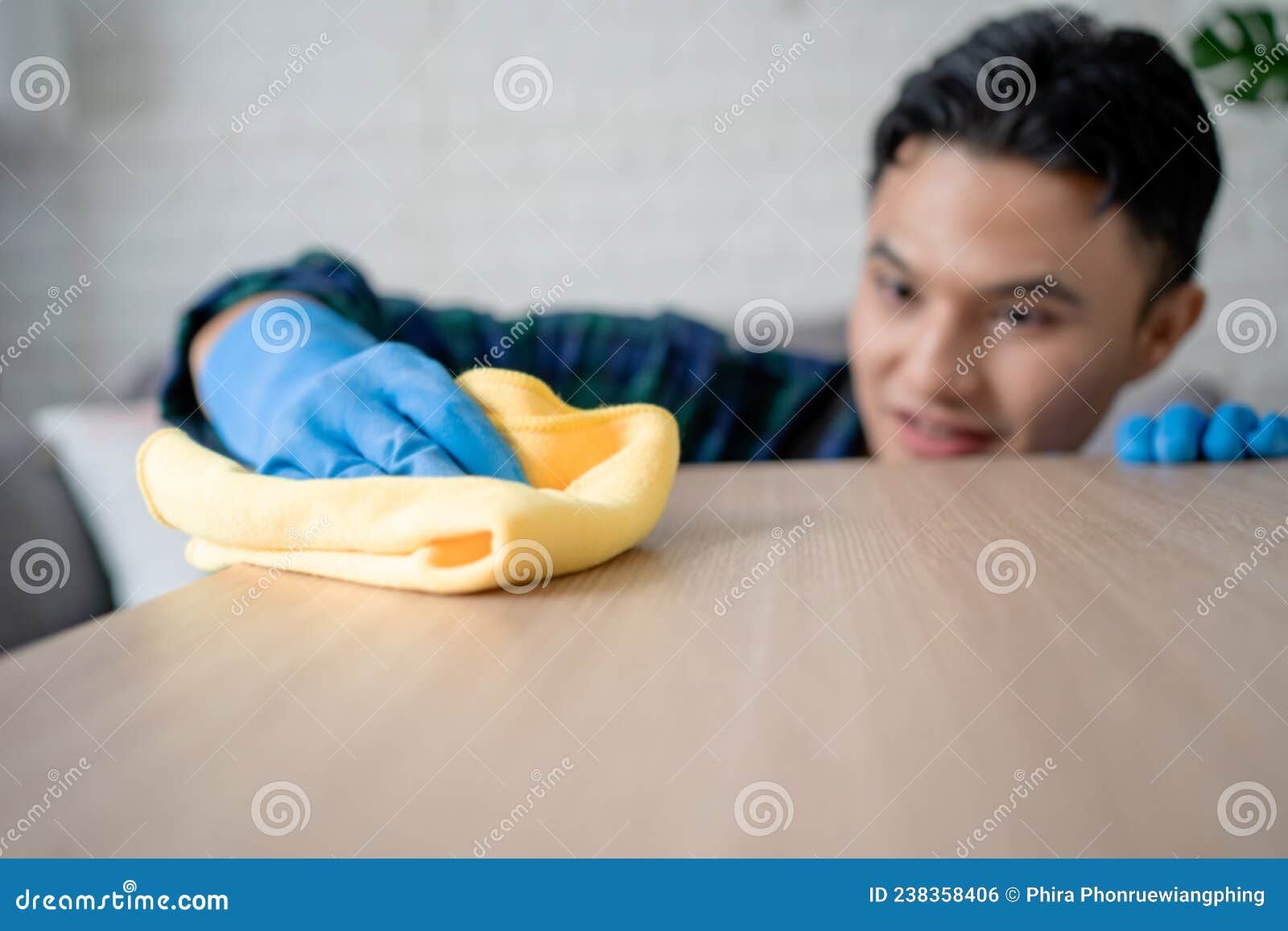 Handsome Man Cleaning the Stains from the Table Stock Photo - Image of ...