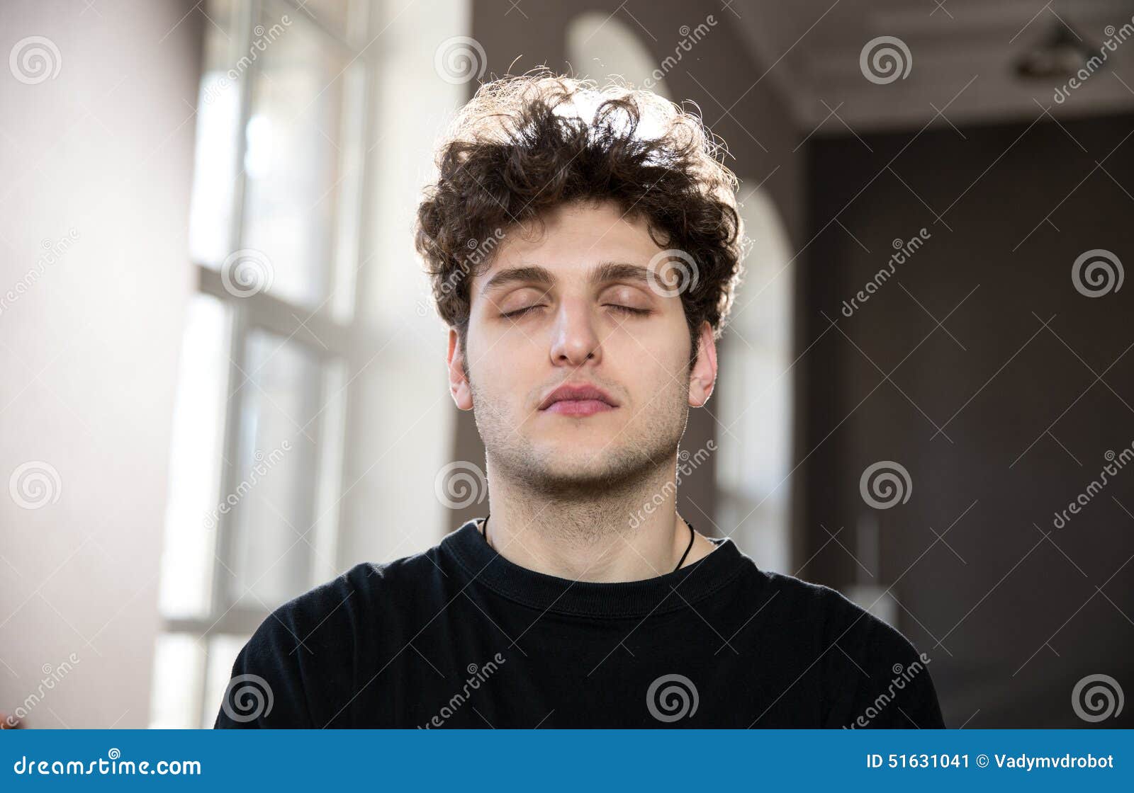 Handsome Man with Closed Eyes Stock Image - Image of quiet, portrait ...