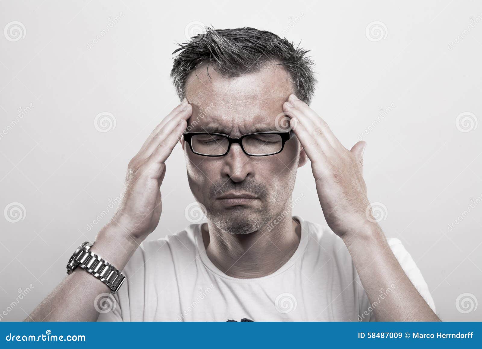 Handsome Man in Concentration Stock Image - Image of burn, temples ...