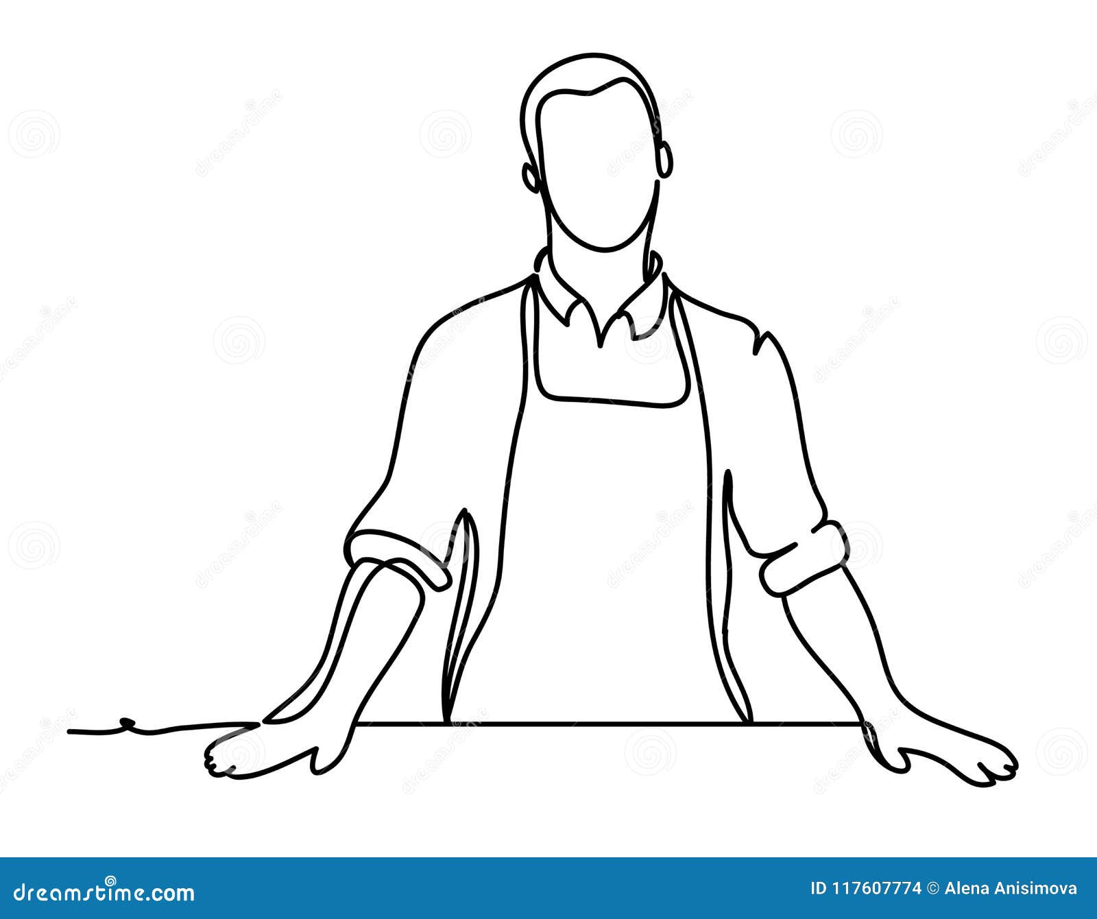 Handsome Man Cook. Continuous Line Drawing Stock Vector - Illustration ...