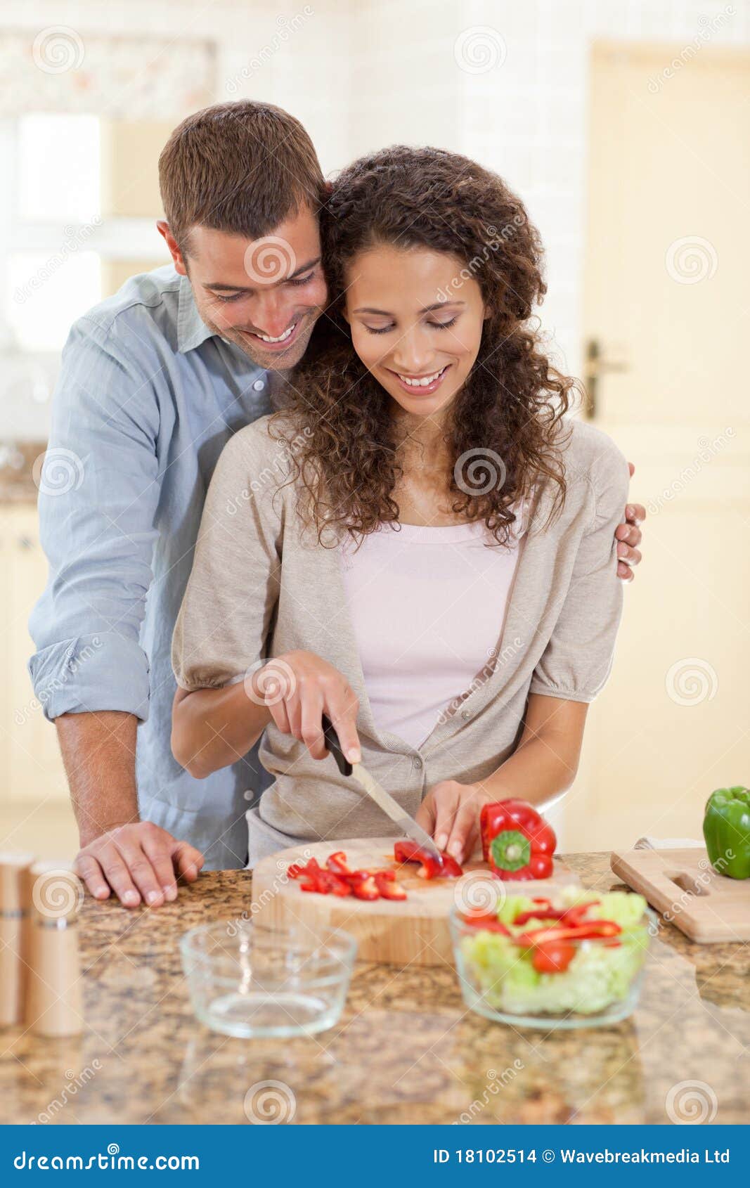 Handsome Man Cooking with His Girlfriend Stock Photo - Image of home ...