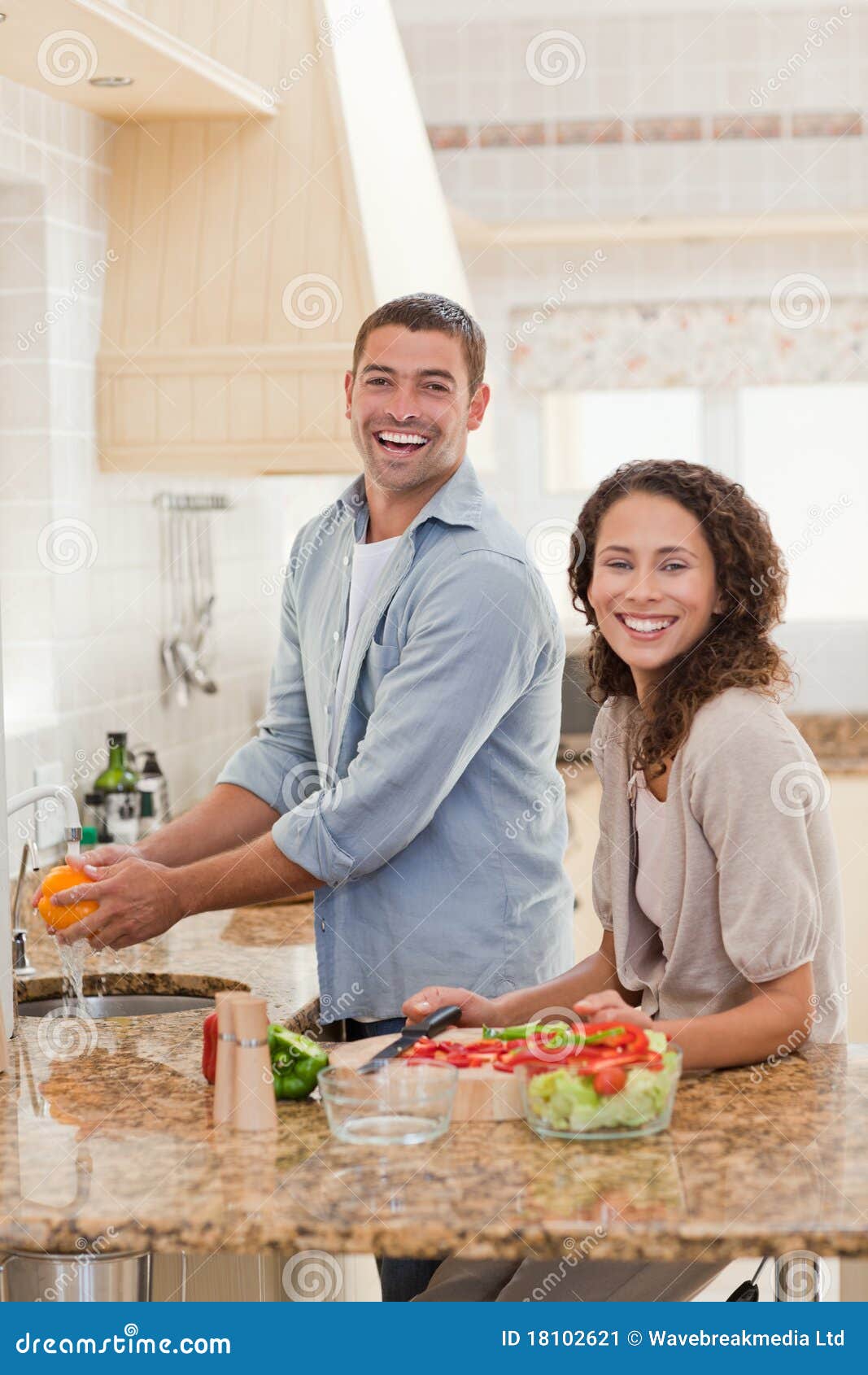 Handsome Man Cooking with His Girlfriend Stock Image - Image of flavor ...