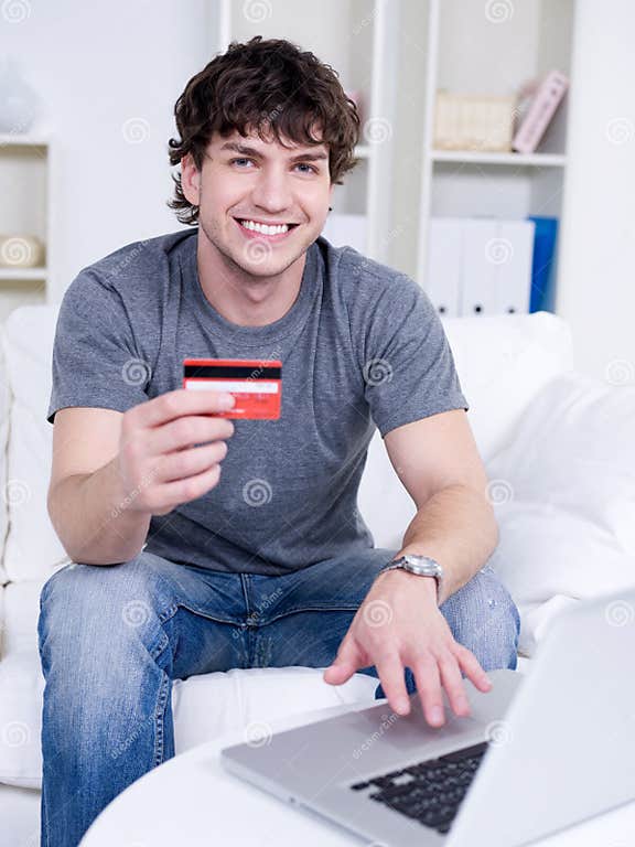 Handsome Man with Credit Card Stock Photo - Image of credit, relaxation ...