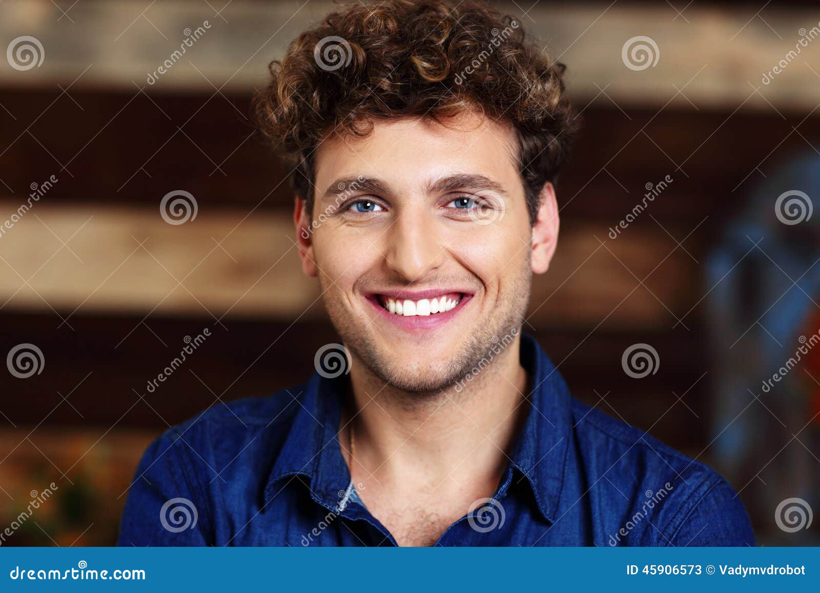Handsome Man with Curly Hair Stock Image - Image of looking, beautiful ...