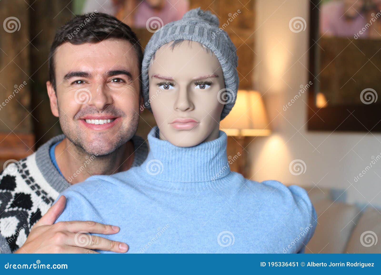 Handsome Man Dating a Robot Stock Image - Image of friends, home: 195336451