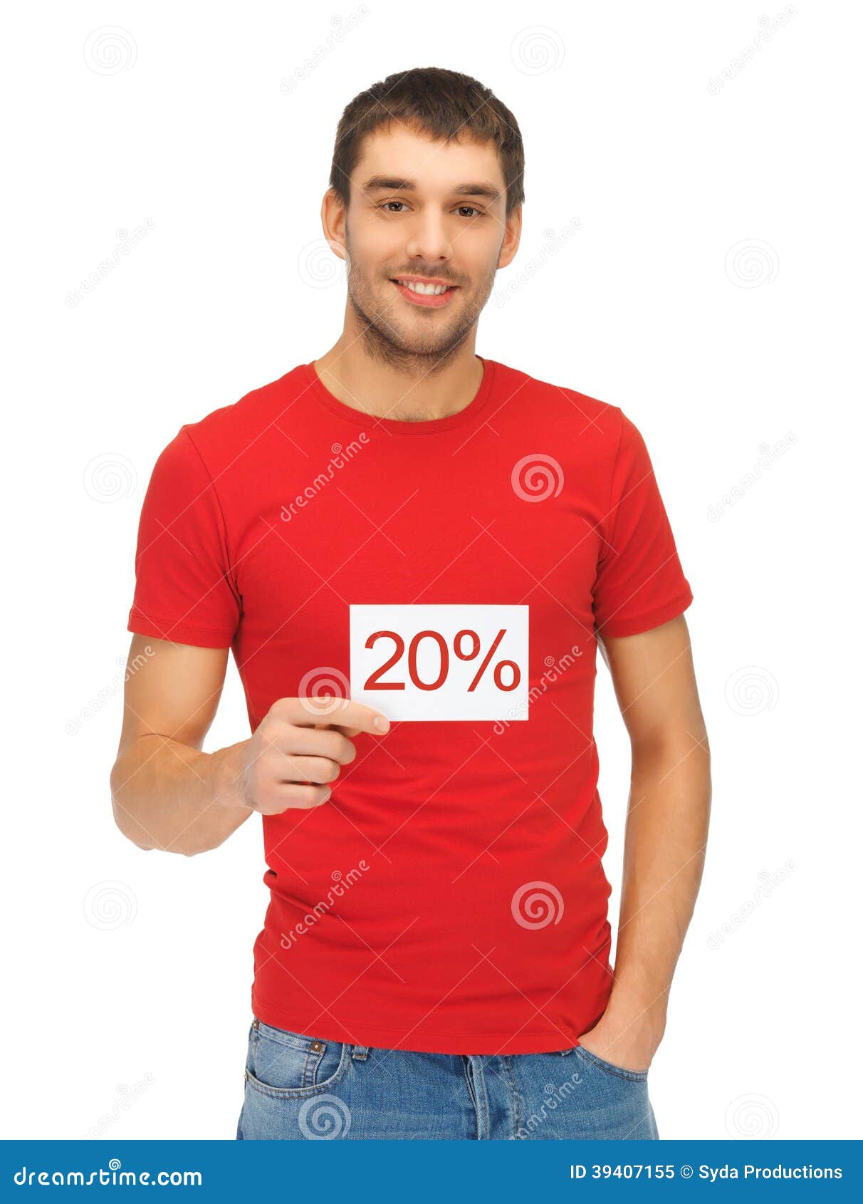 Handsome Man with Discount Card. Stock Image - Image of minus, message ...