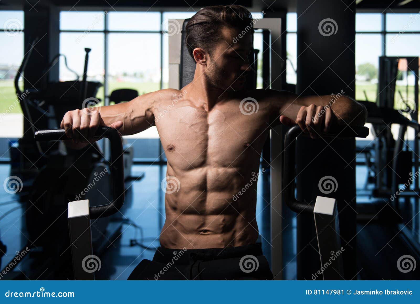Handsome Man Doing Heavy Weight Exercise for Chest Stock Image - Image ...