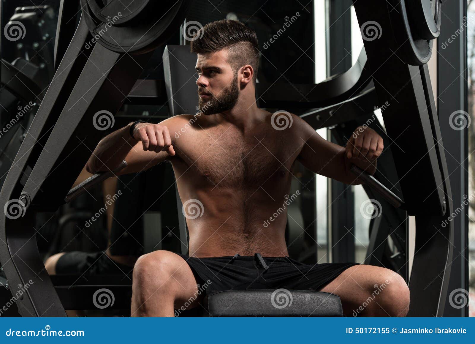 Handsome Man Doing Heavy Weight Exercise for Chest Stock Image - Image ...