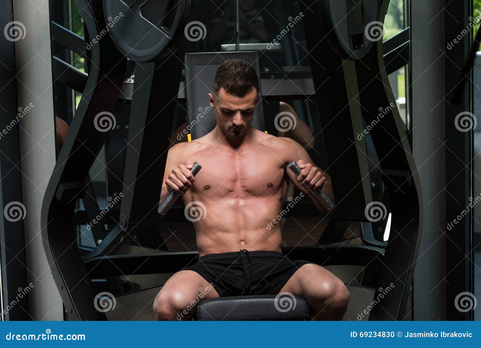 Handsome Man Doing Heavy Weight Exercise for Chest Stock Photo - Image ...