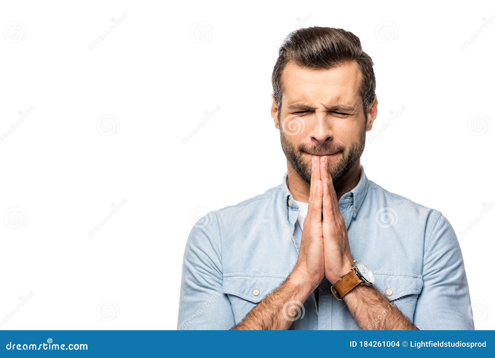 Man Doing Please Gesture Isolated on White Stock Photo - Image of ...