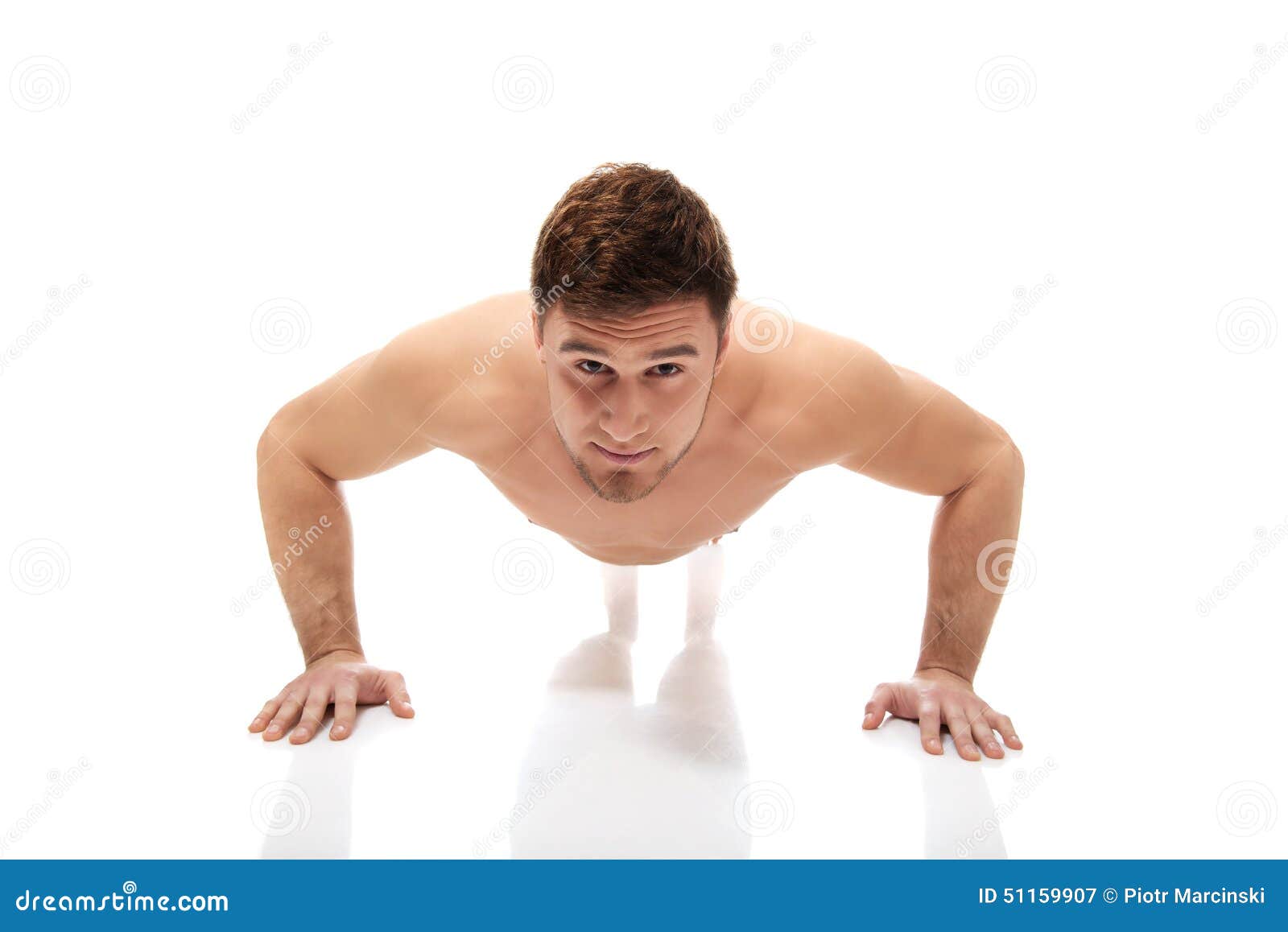 Handsome man doing pumps. stock image. Image of exercise - 51159907