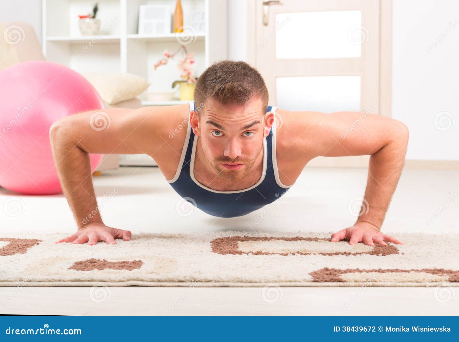 Handsome Man Doing Push Ups Stock Photo - Image of ball, handsome: 38439672