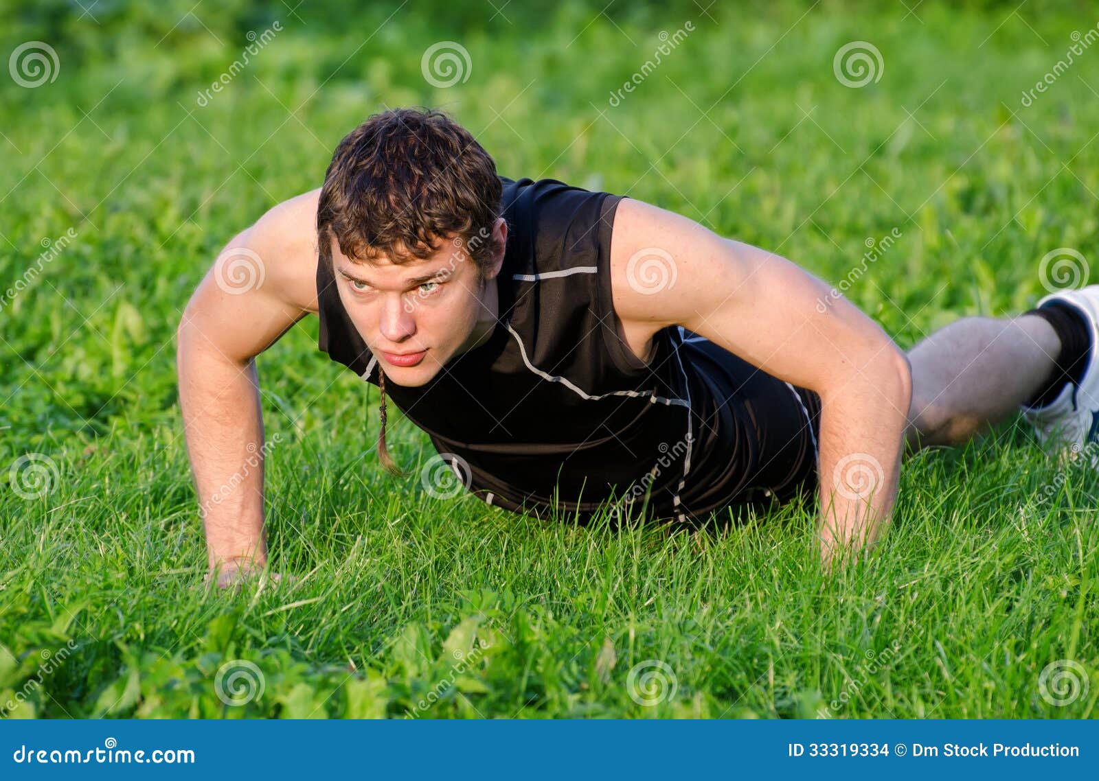 Handsome Man Doing Push-ups Stock Photo - Image of adult, handsome ...