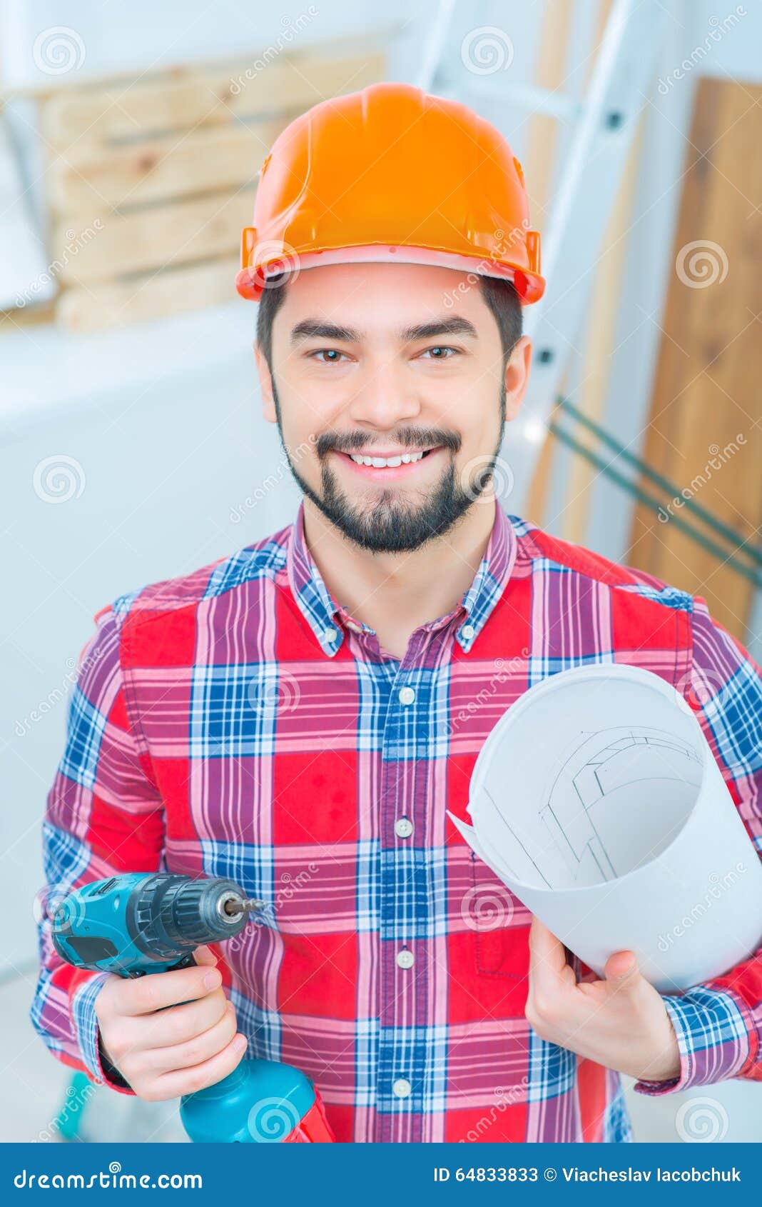 Handsome Man Doing Renovation Stock Image - Image of harmony, drill ...