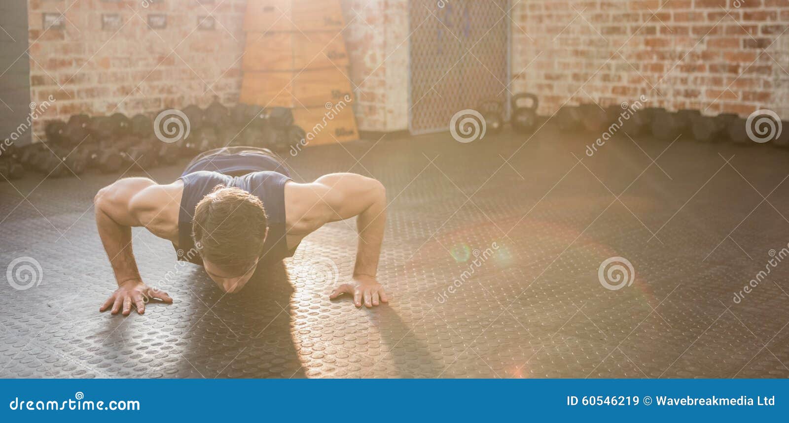 Handsome Man Doing Wide Arm Push Ups Stock Image - Image of equipment ...