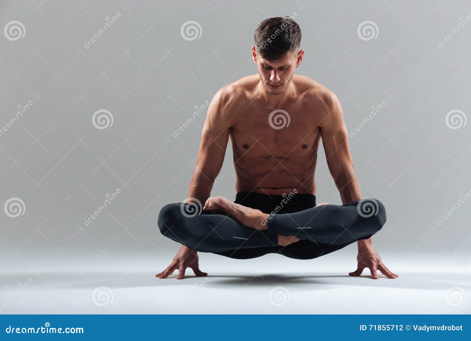 Handsome Man Doing Yoga Exercises Stock Photo - Image of sport, pilates ...