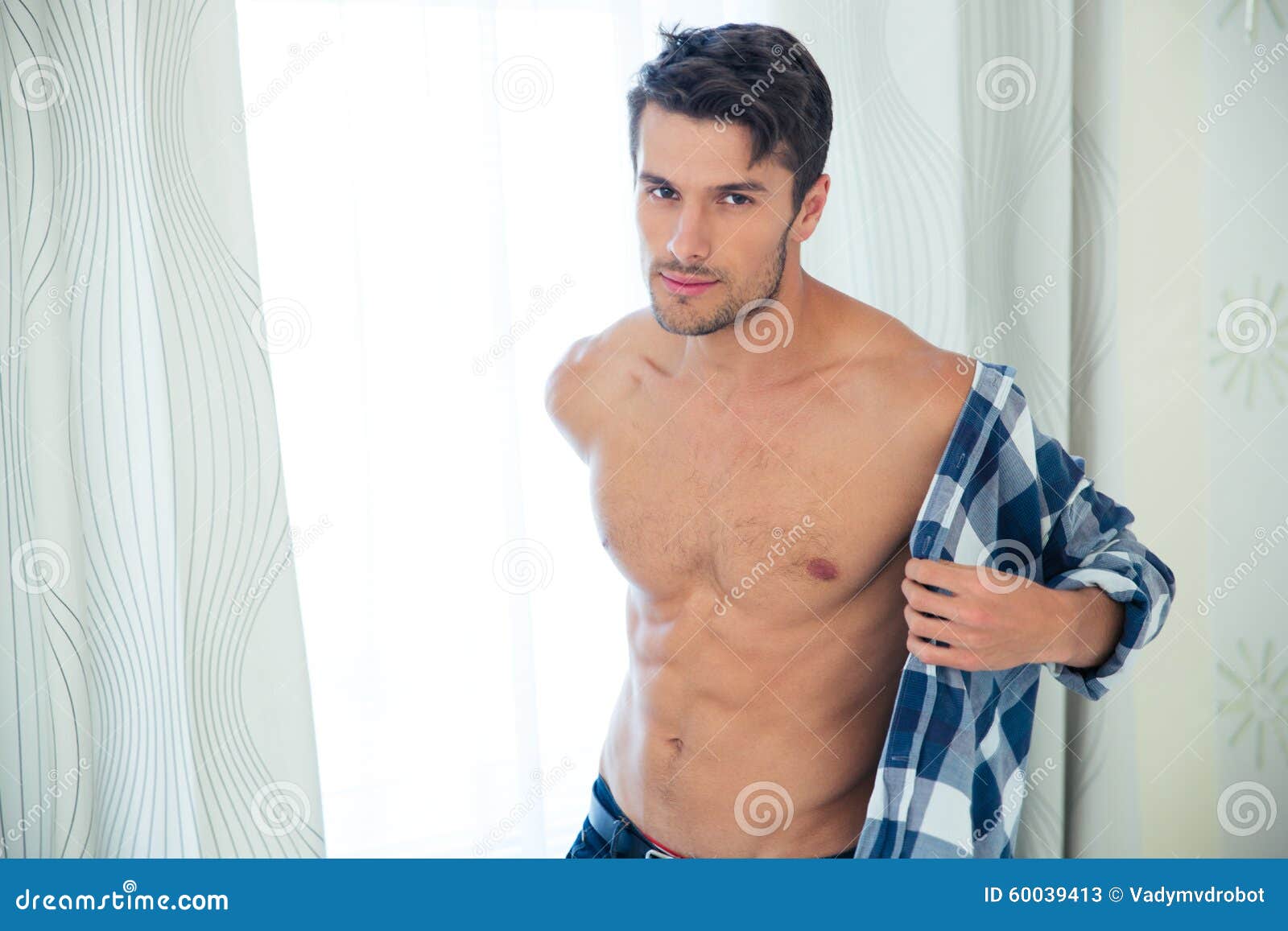 Handsome Man Dressing Shirt Stock Image - Image of life, camera: 60039413