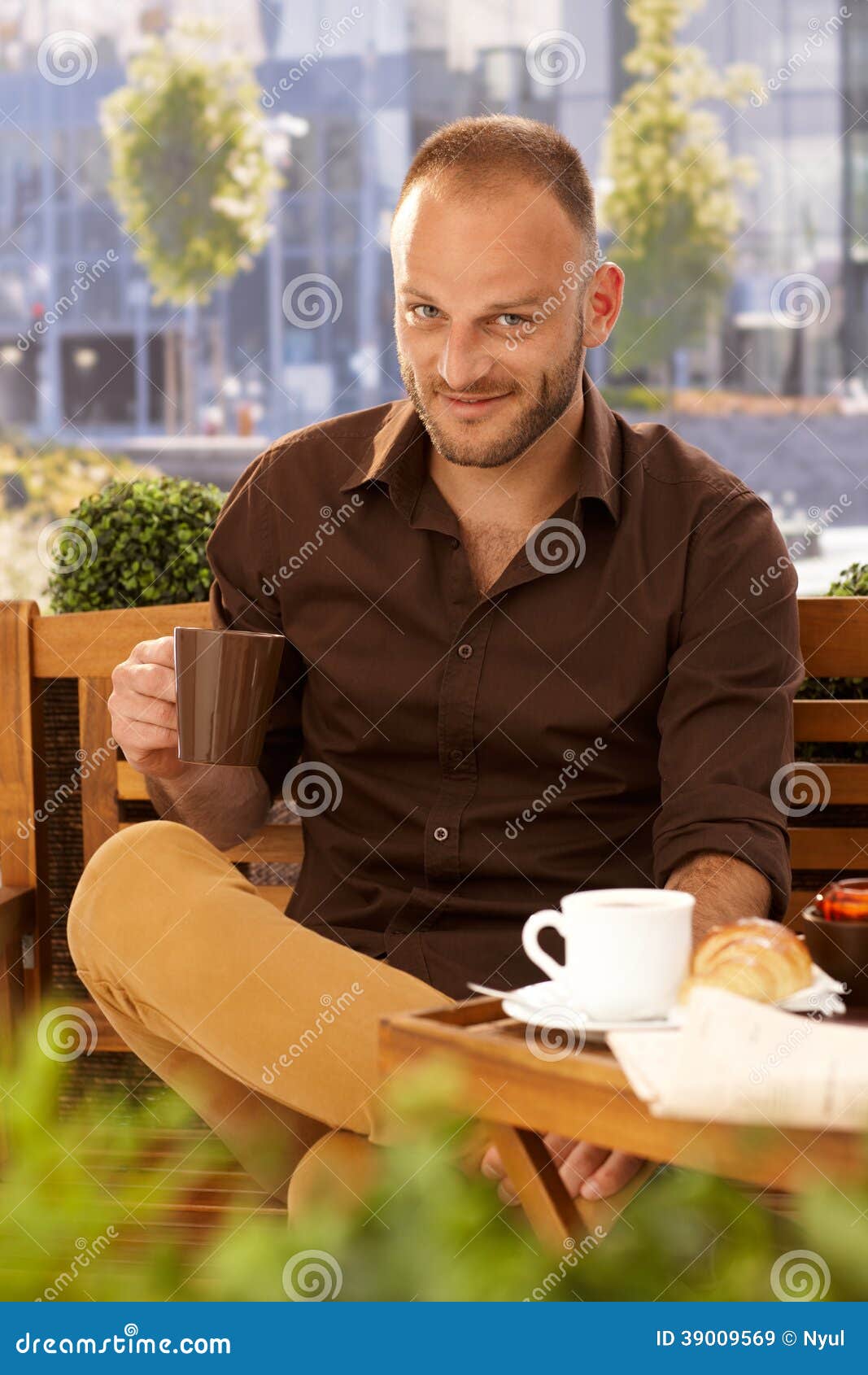 Handsome Man Drinking Coffee Outdoors Stock Image - Image of 3035 ...