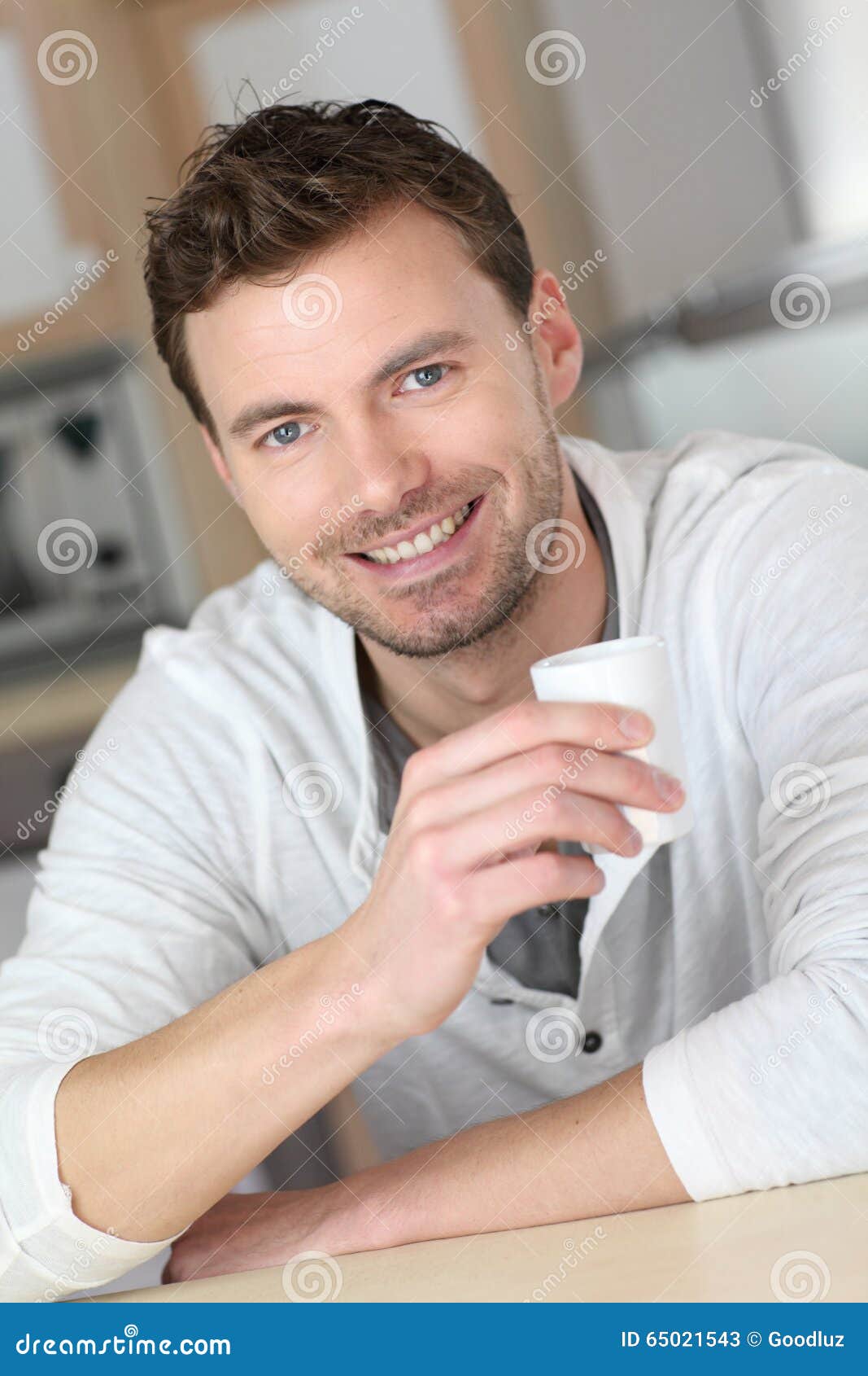 Handsome Man Drinking Coffee Stock Image - Image of adult, relaxation ...
